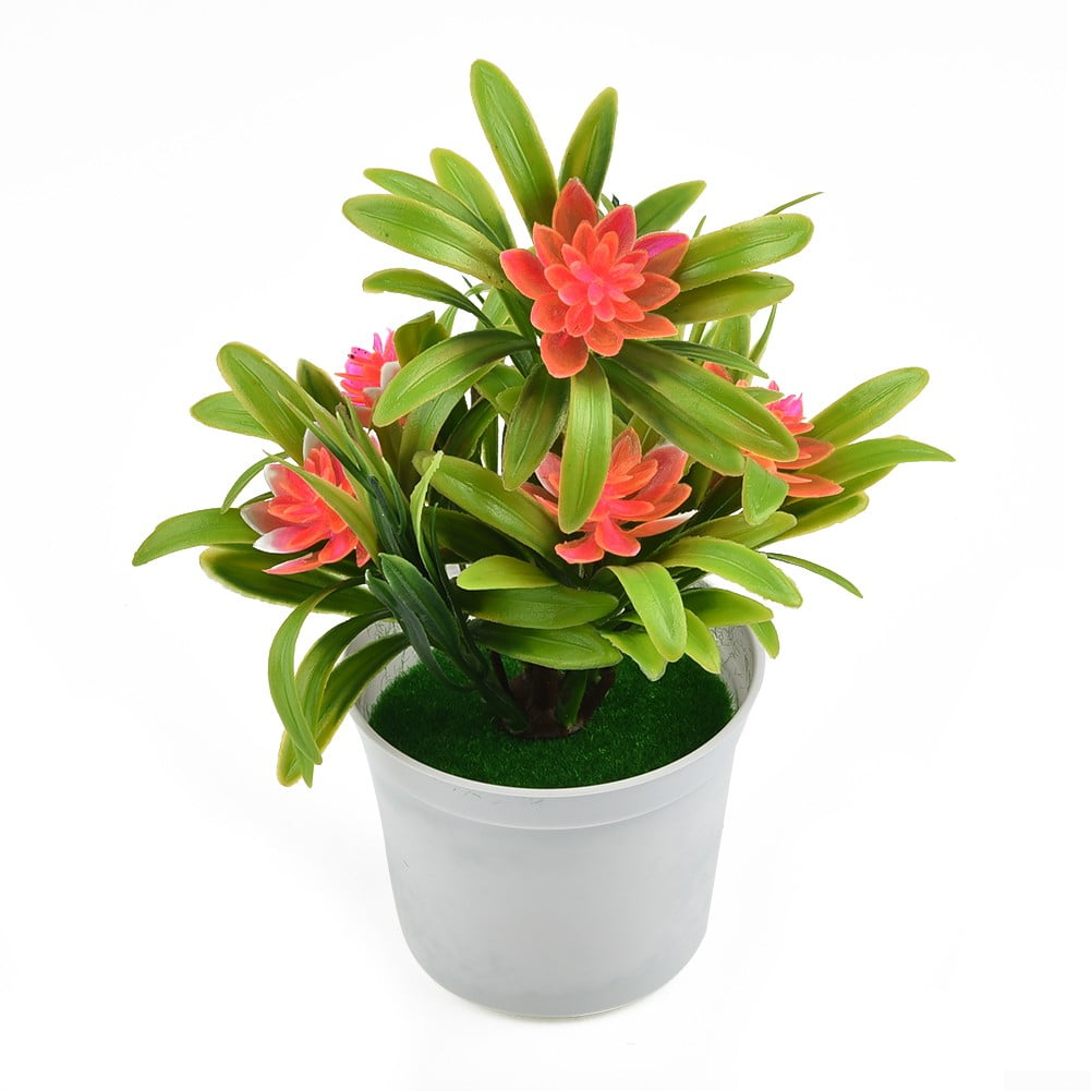 UHUSE Realistic Artificial Flowers Plant Pot Outdoor Home Office ...