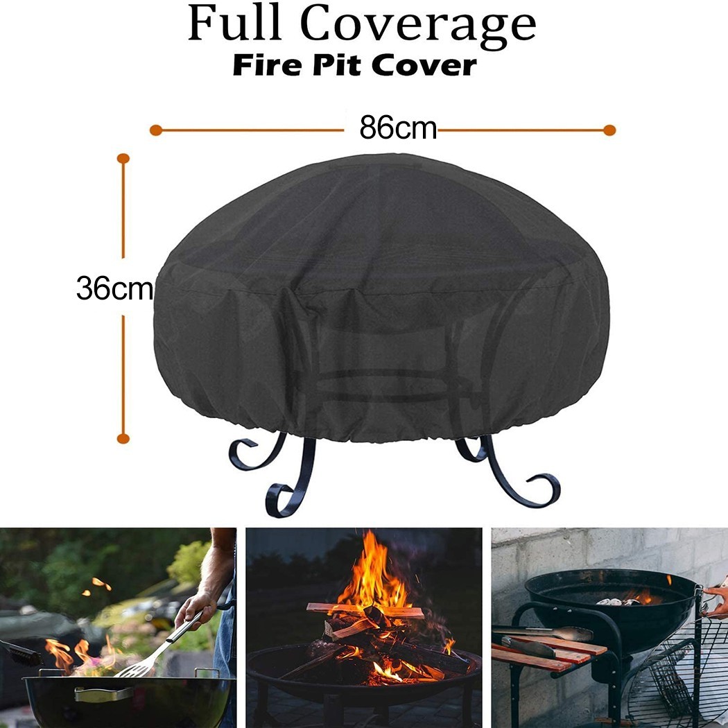 UHUSE Terrace Round Fire Cover Waterproof UV Protection Grill BBQ ...