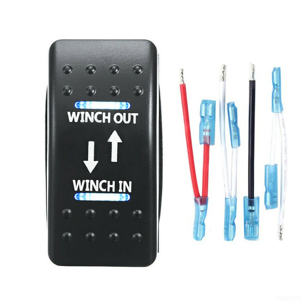 UHUSE Winch In/Out Rocker Switch 7-Pin Blue LED Rocker Toggle Switch ...