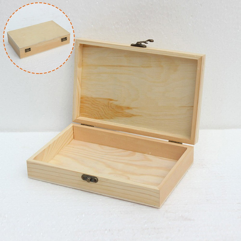 UHUSE Wooden Box Storage Crate Gift Idea Jewelry Keepsake Natural Wood ...