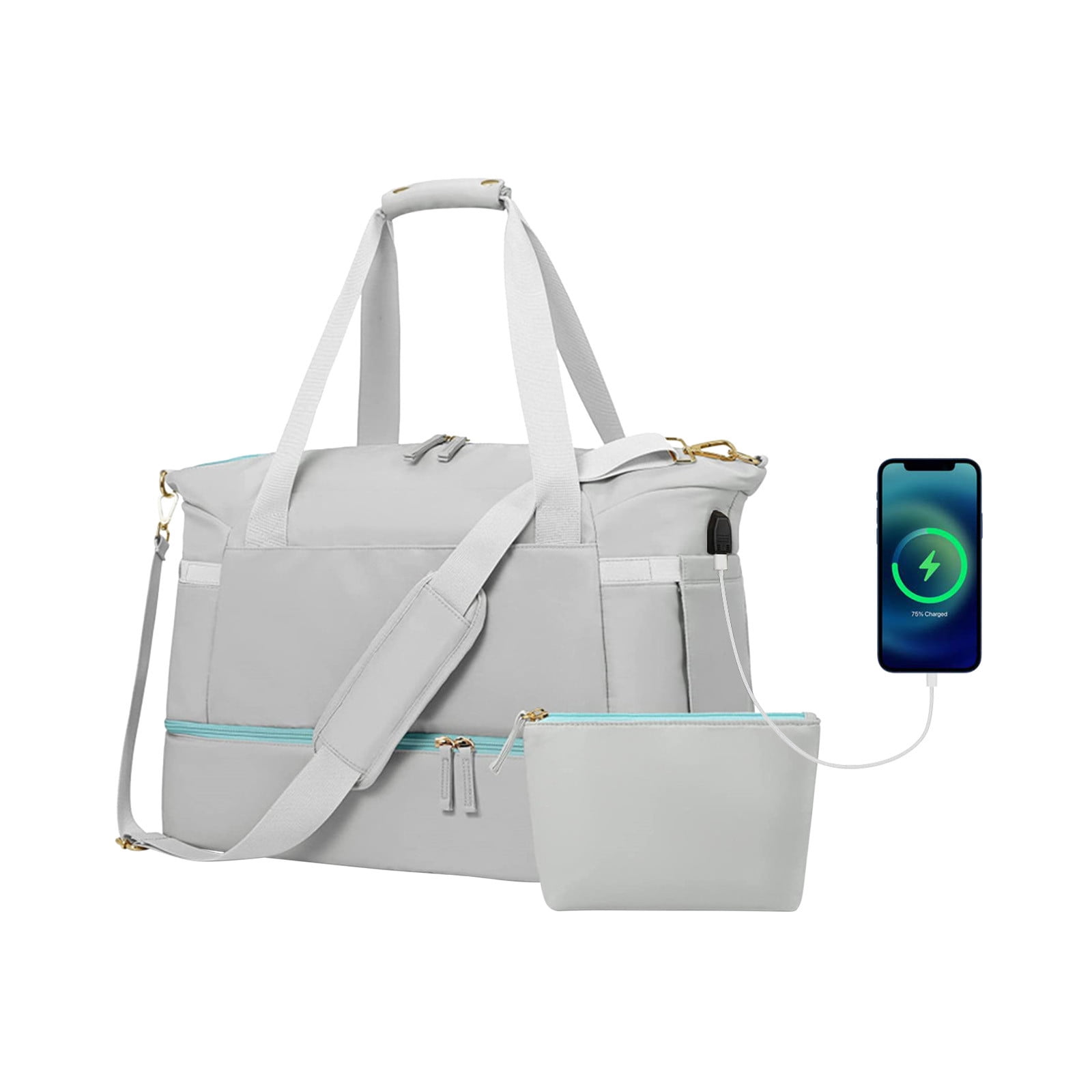 UHUYA Gym Bag for Women, Sports Travel Duffel Bag with USB Charging ...