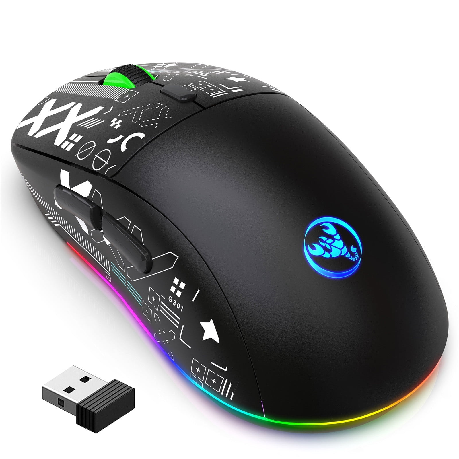 UHUYA Wireless Mouse 2.4GHz Bluetooth Wireless Mouse Gaming Mouse 3 Mode RGB Backlight Wireless ...
