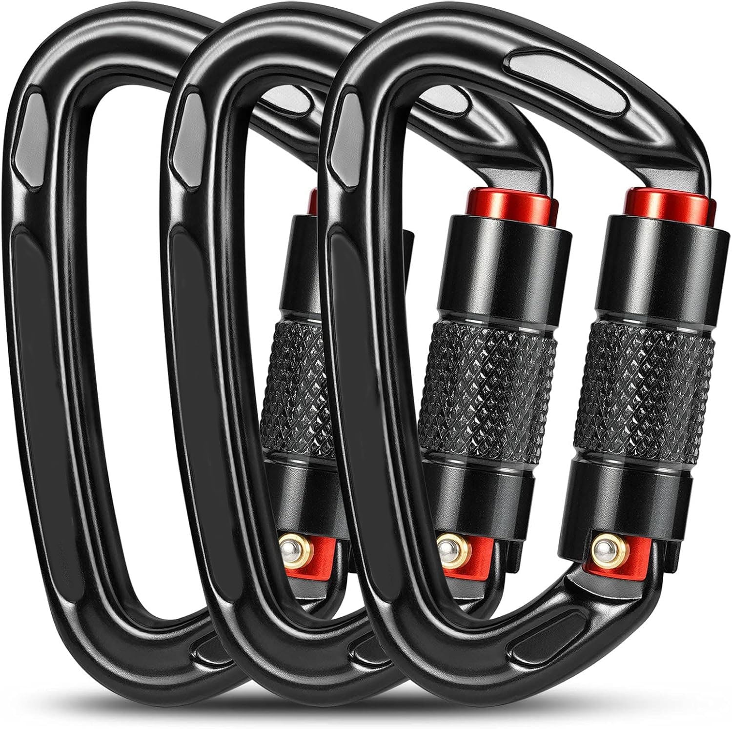 UIAA Certified 25KN Auto Locking Climbing Carabiner Clips, Twist Lock ...