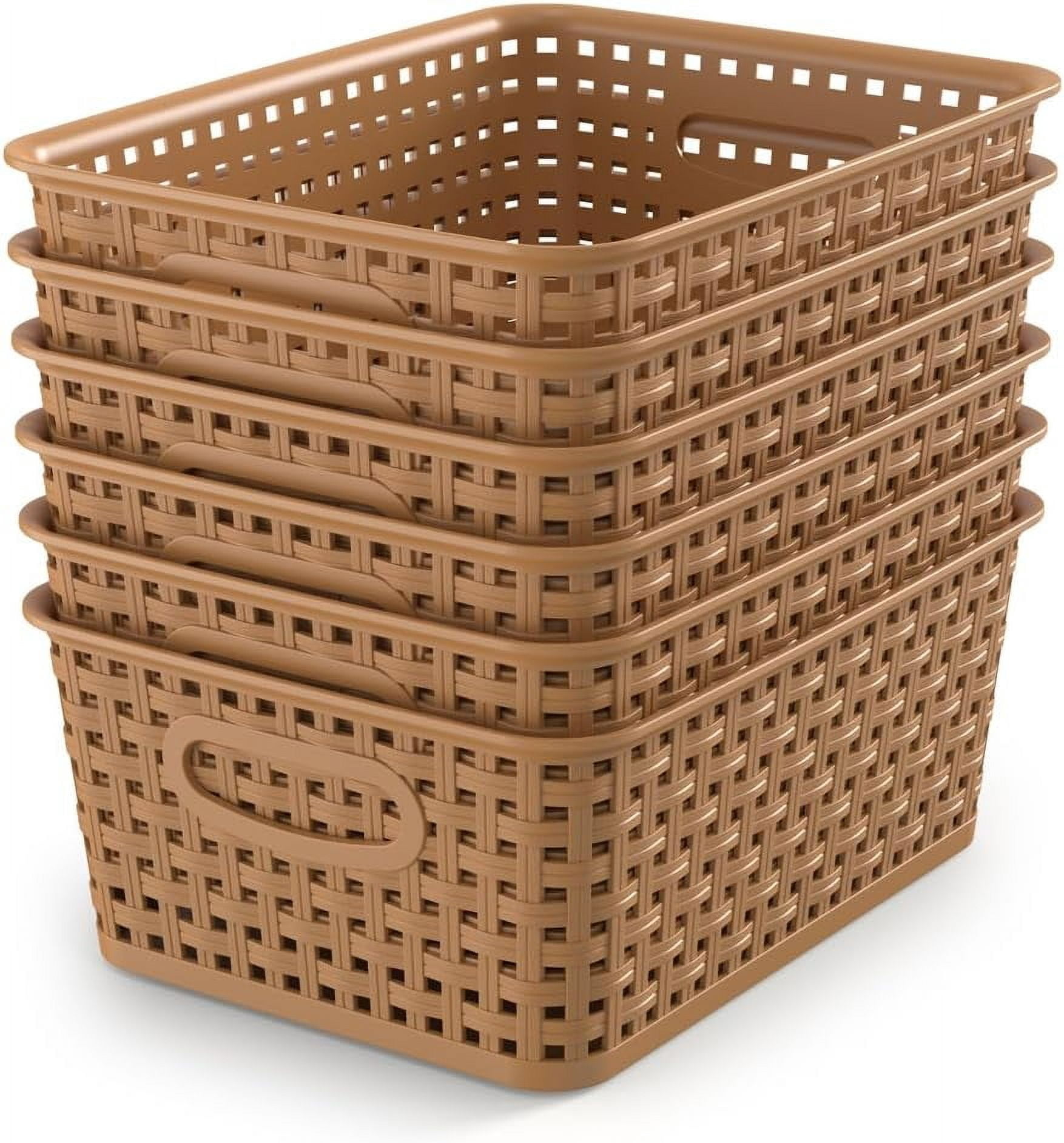 UIGYIBOR 6-Pack Plastic Small Shelf Storage Weave Baskets Organizing ...