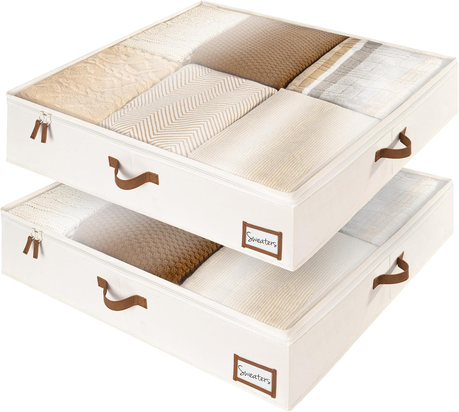 UIGYIBOR 90L Under Bed Storage Containers with Handles and Label Holder ...