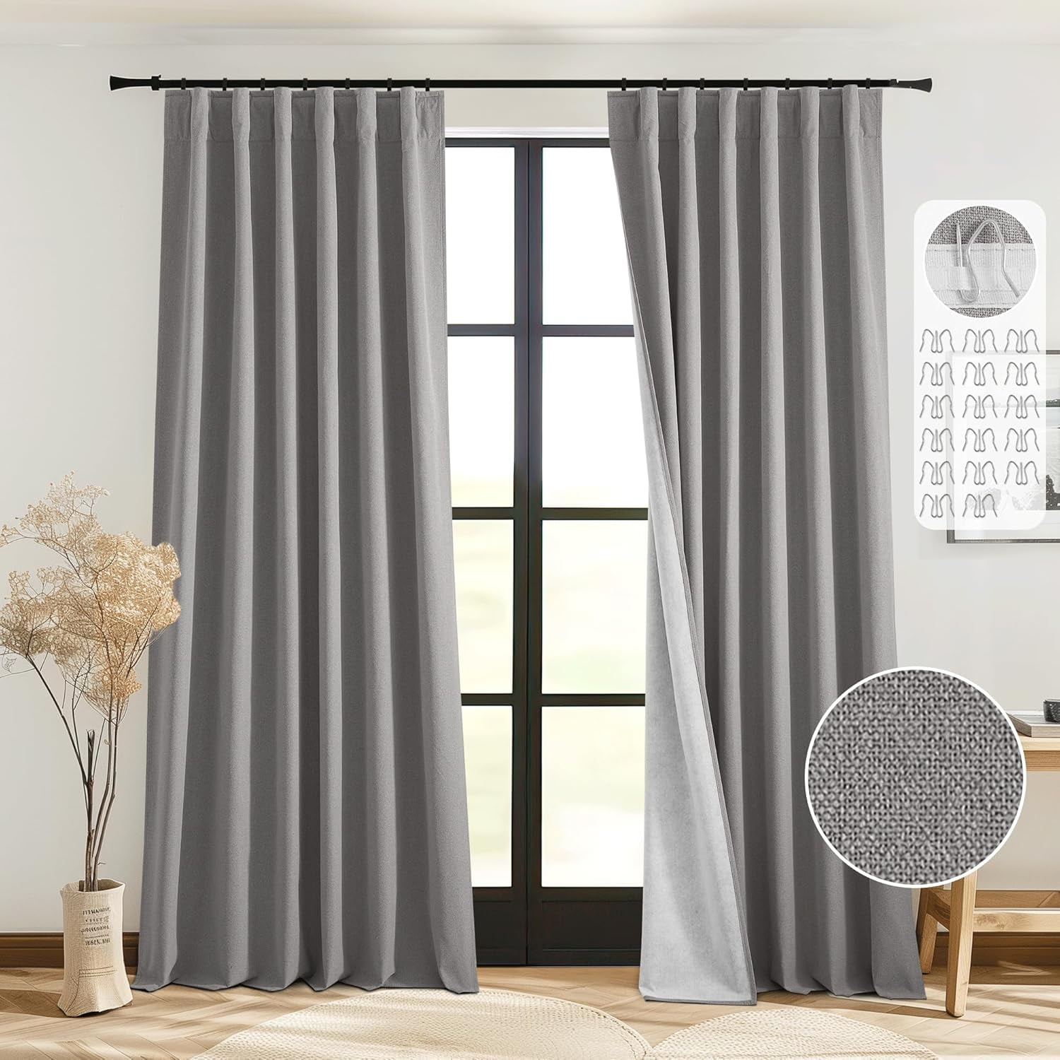UIGYIBOR DXQPIOA 100% Blackout Curtains 84 inches Long Privacy Bedroom ...