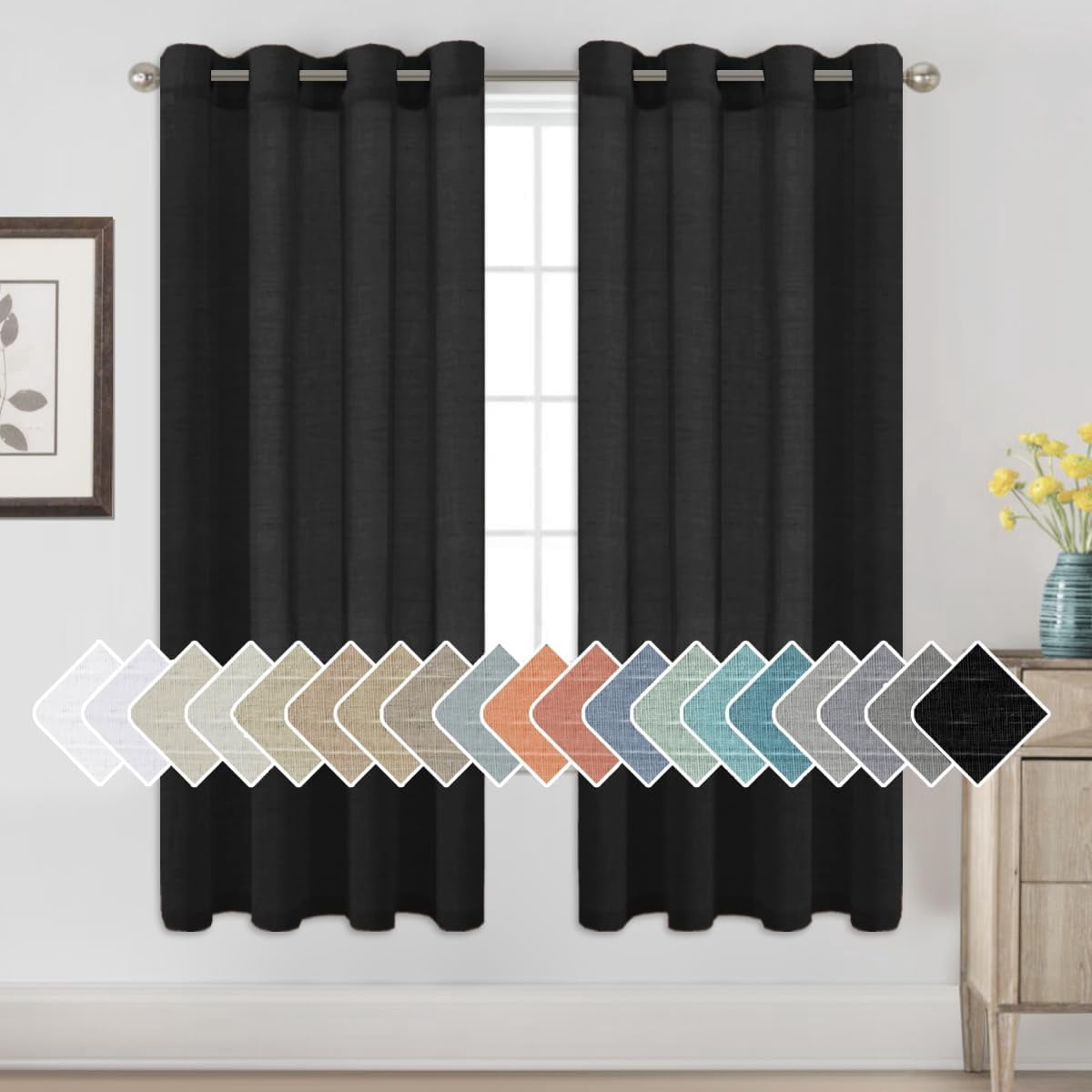 UIGYIBOR Natural DXQPIOA Sheer Curtains Flax DXQPIOA Blended Curtain ...
