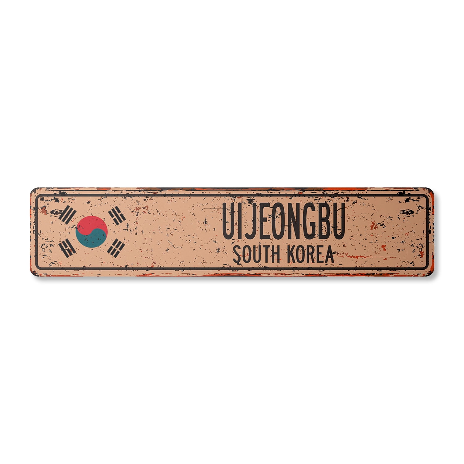UIJEONGBU SOUTH KOREA Vintage Plastic Street Sign South Korean flag ...