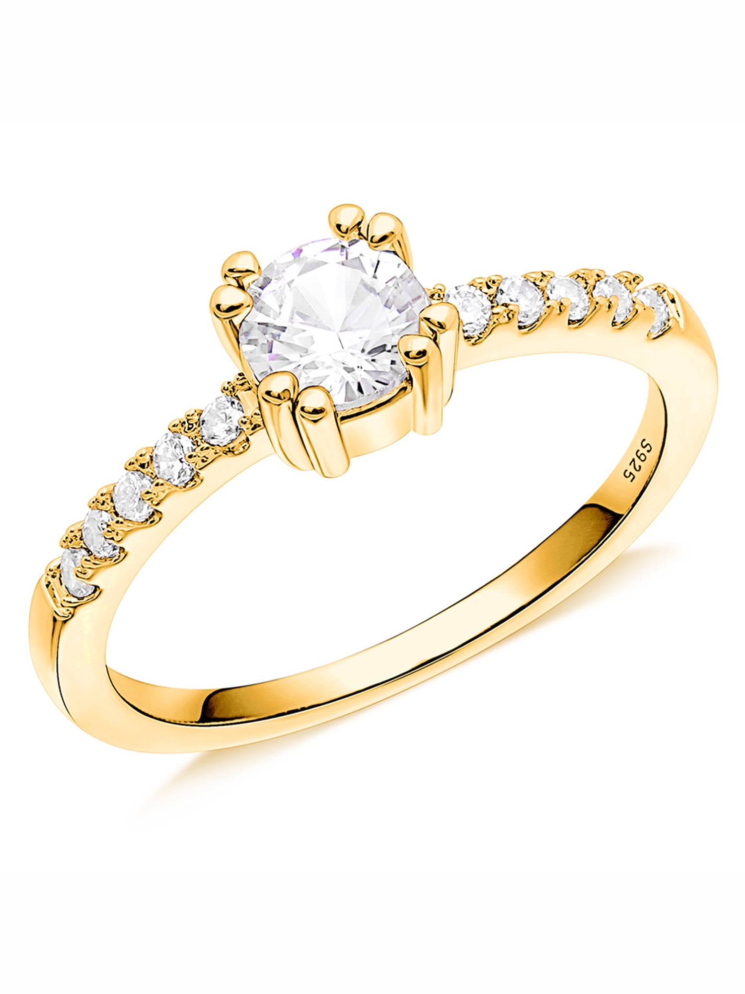 UIONEN 925 Sterling Silver Rings CZ Women Promise Rings Gold Plated ...