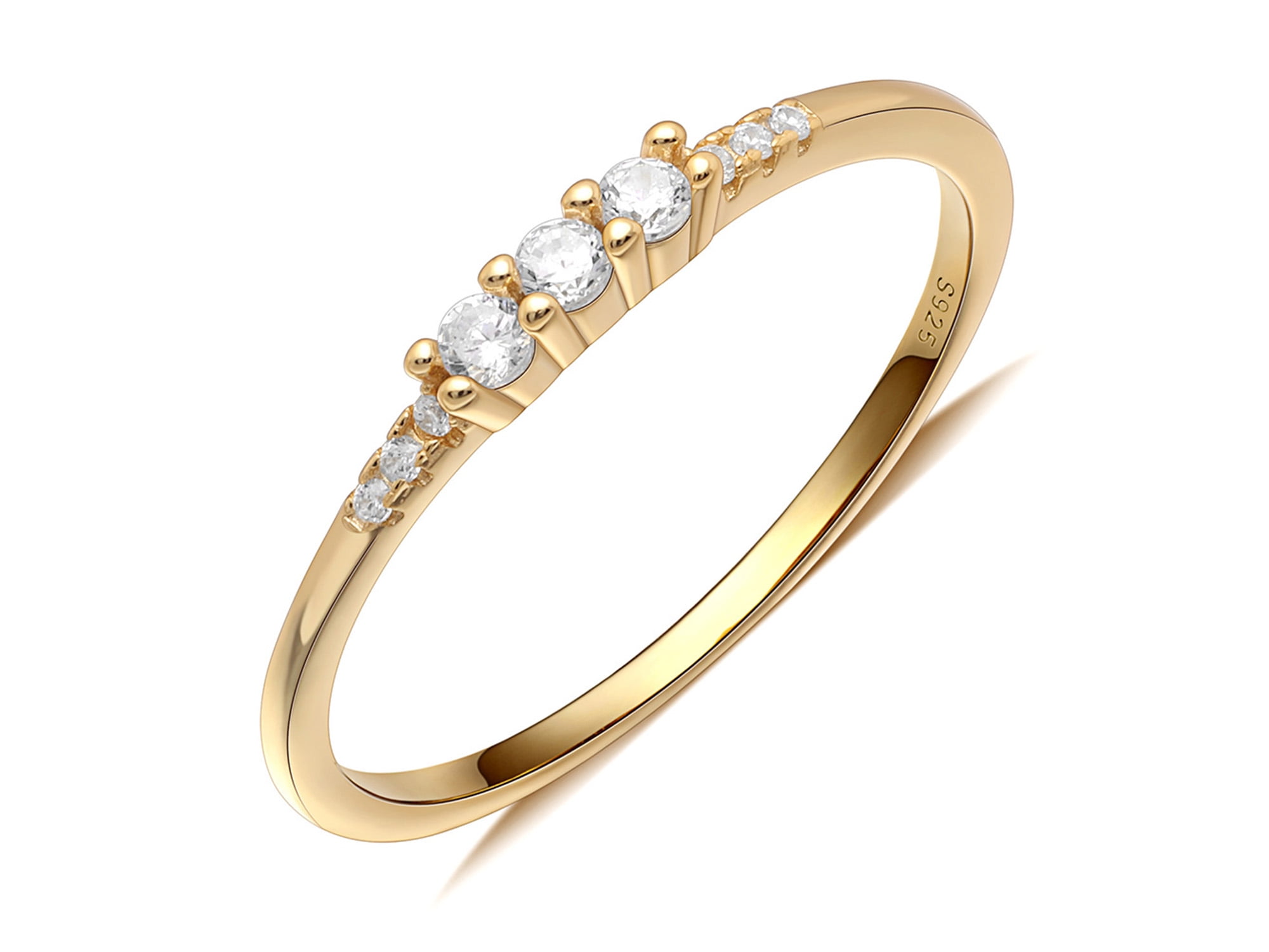 UIONEN Simple 18k Gold plated Rings Wedding 925 Sterling Silver ...