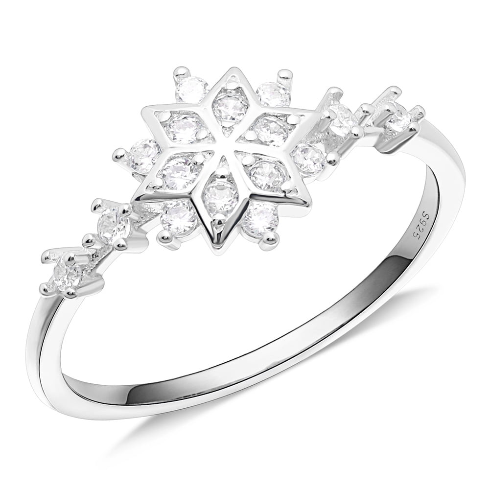 UIONEN Snowflake Ring Stacking Infinity Wedding Band Sterling Silver ...