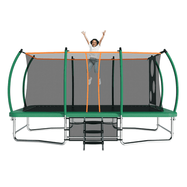 BlueDreamer 8x14 FT Soccer-Ready Trampoline with Safety Enclosure ...