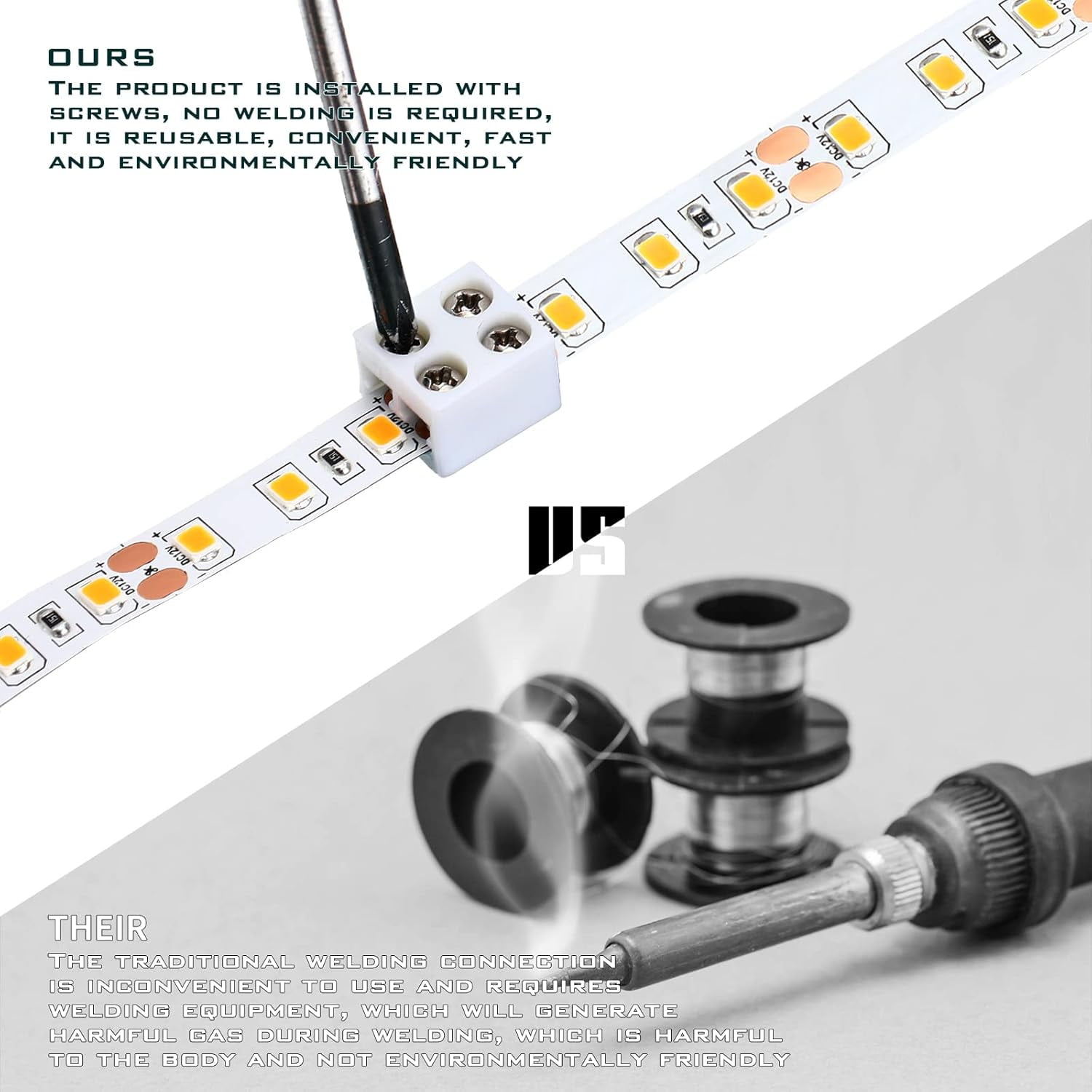 UITTG-10 Pack Solderless LED Tape to Tape Connectors Tighten Screw ...