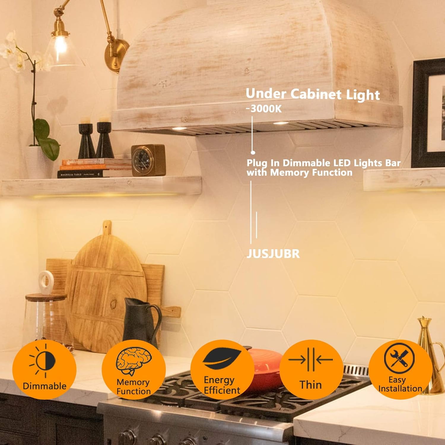 UITTG-12-Inch Slim LED Under Cabinet Light with Memory Function, Warm ...