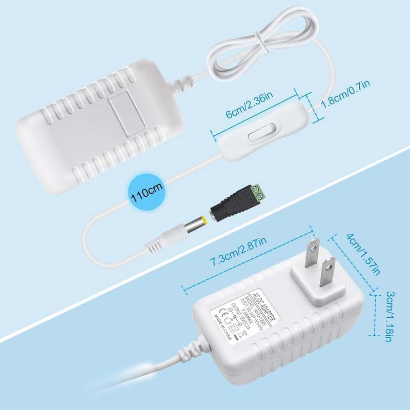 UITTG-12 Volt 2A 24W Power Supply, 12V DC Power Supply with On Off ...