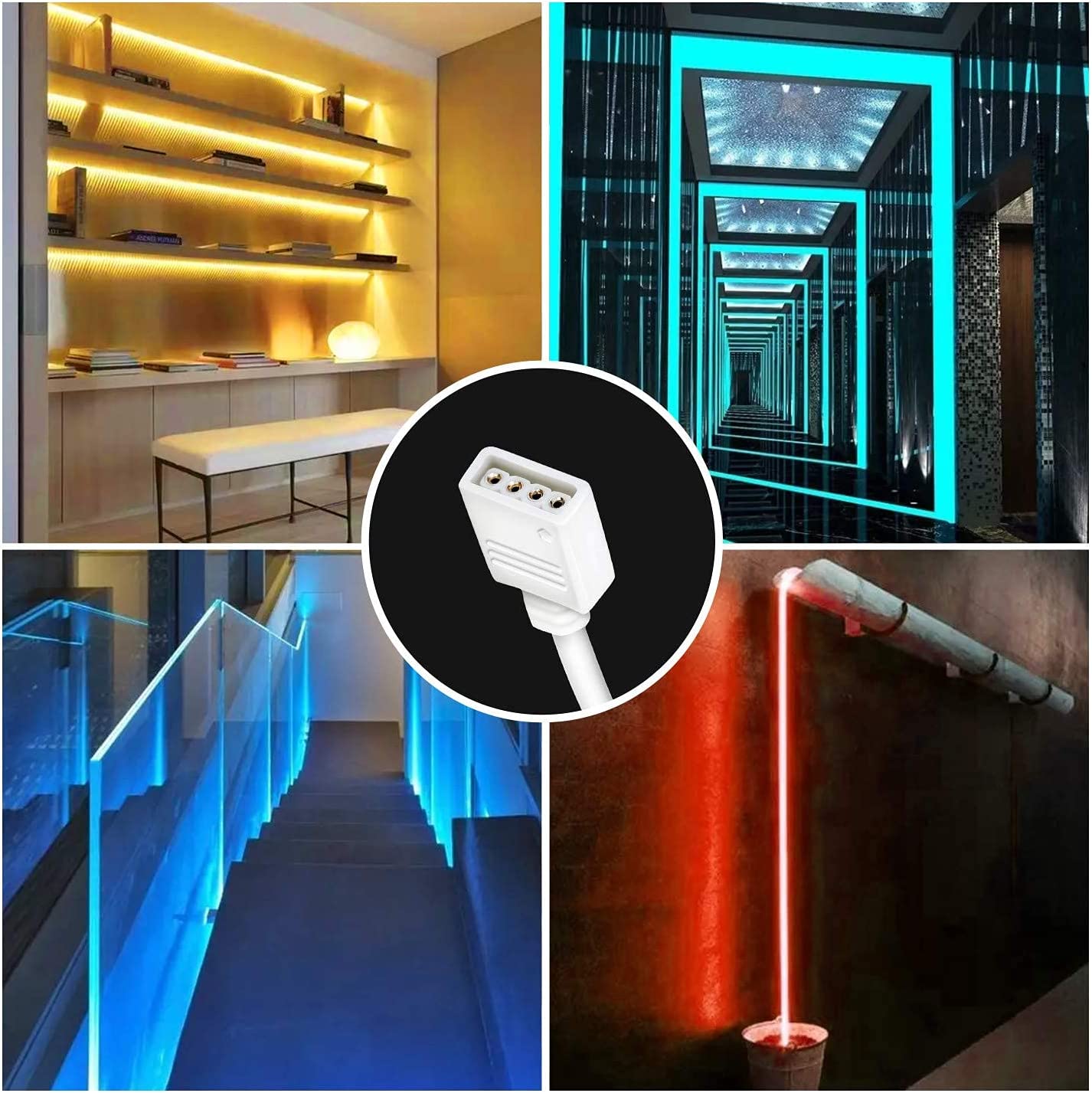 UITTG-2 Pack 5M 16.4ft RGB Extension Cable LED Strip Connector 4 Pin ...