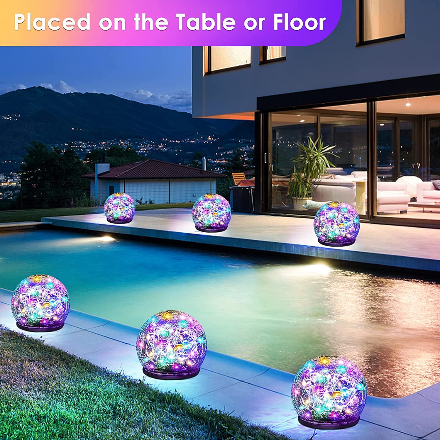 UITTG-2 Pack 60 LED Garden Solar Lights Outdoor Decorative, Colored ...
