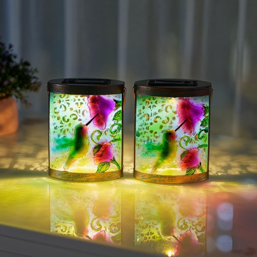 UITTG-2 Pack Hanging Solar Lanterns Outdoor Waterproof, Tabletop Lamp ...