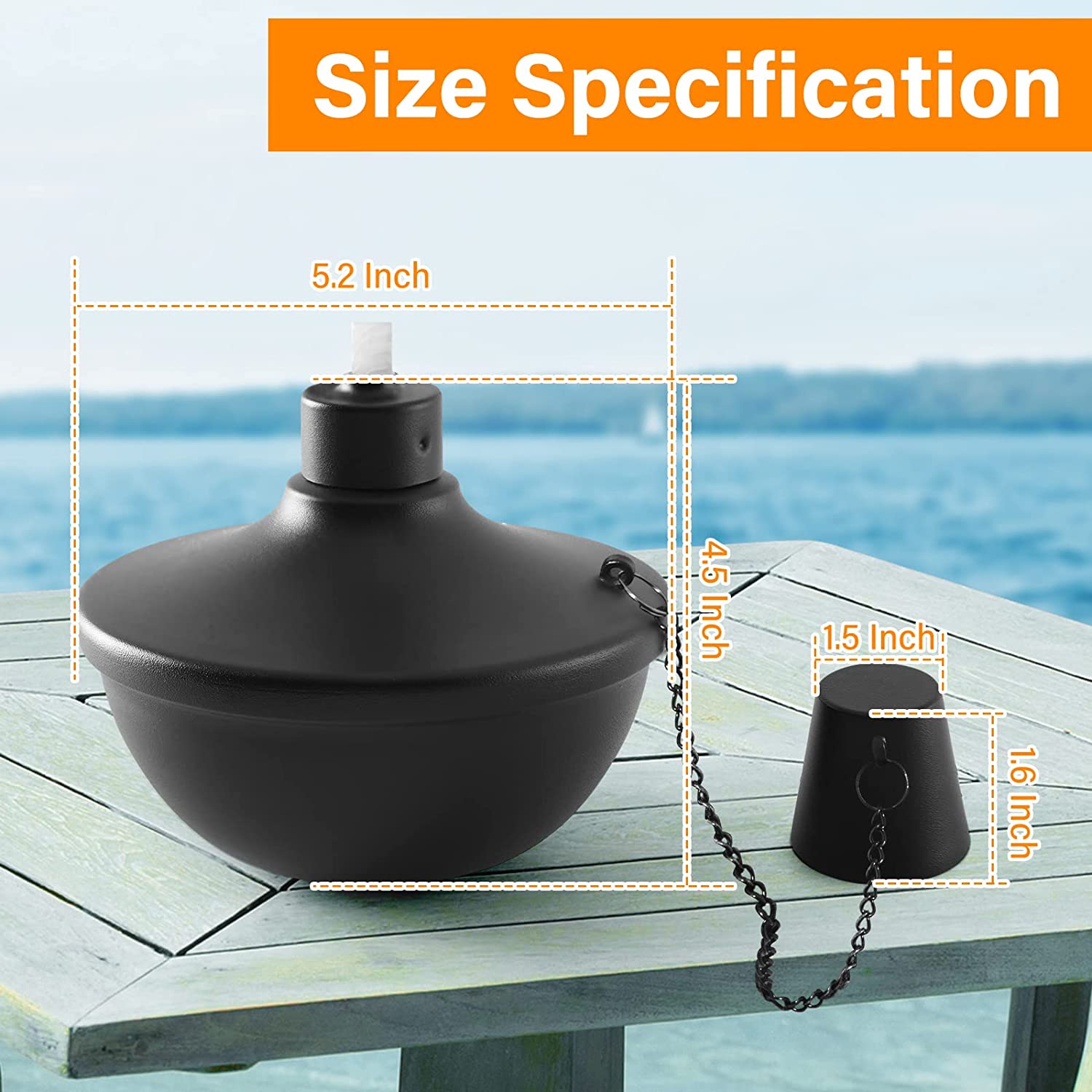 UITTG-2 Pack Metal Table Top Torches, 22oz Citronella Torches for ...