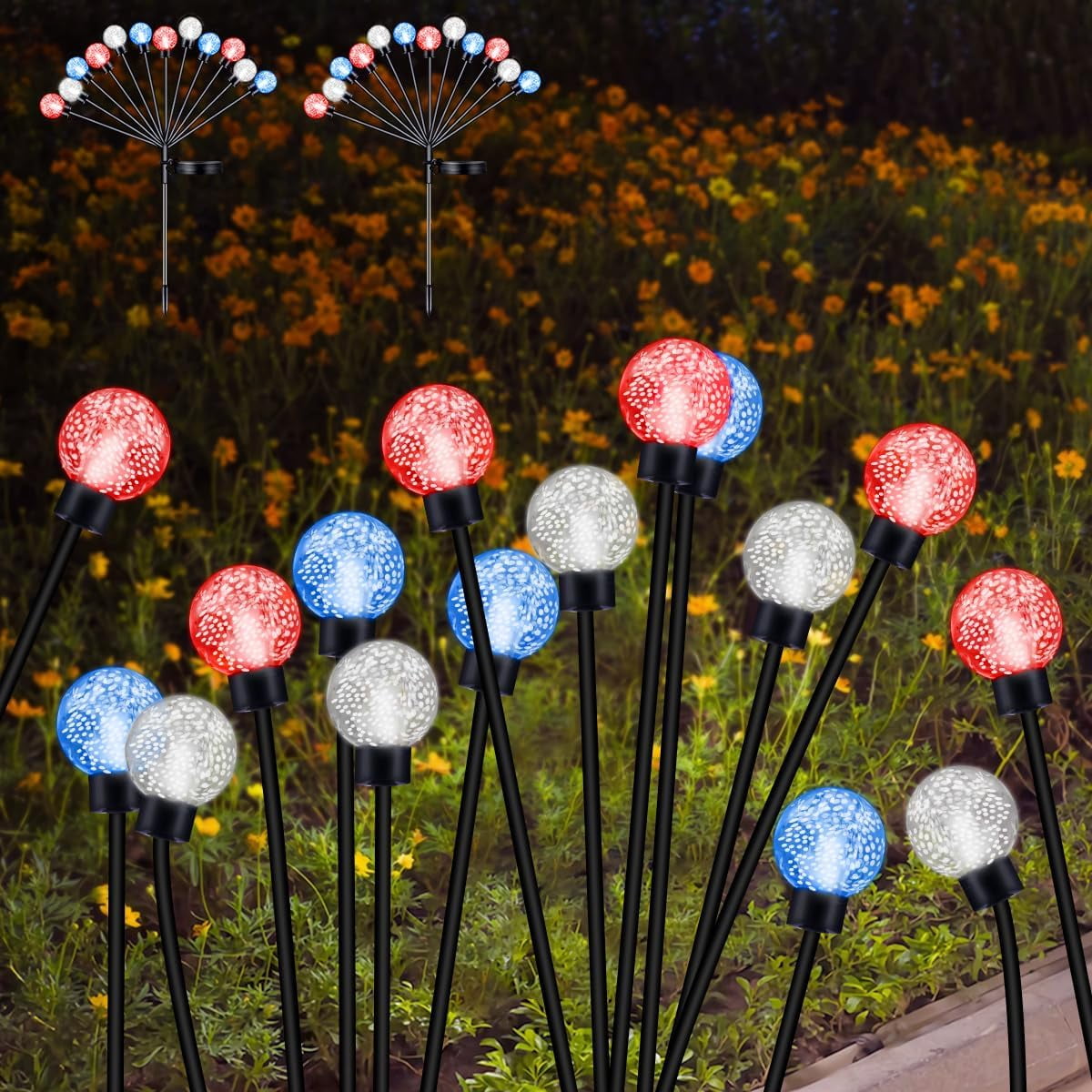 UITTG-2 Pack Solar Firefly Lights Outdoor Waterproof,24LED Swaying Garden Decorations with ...
