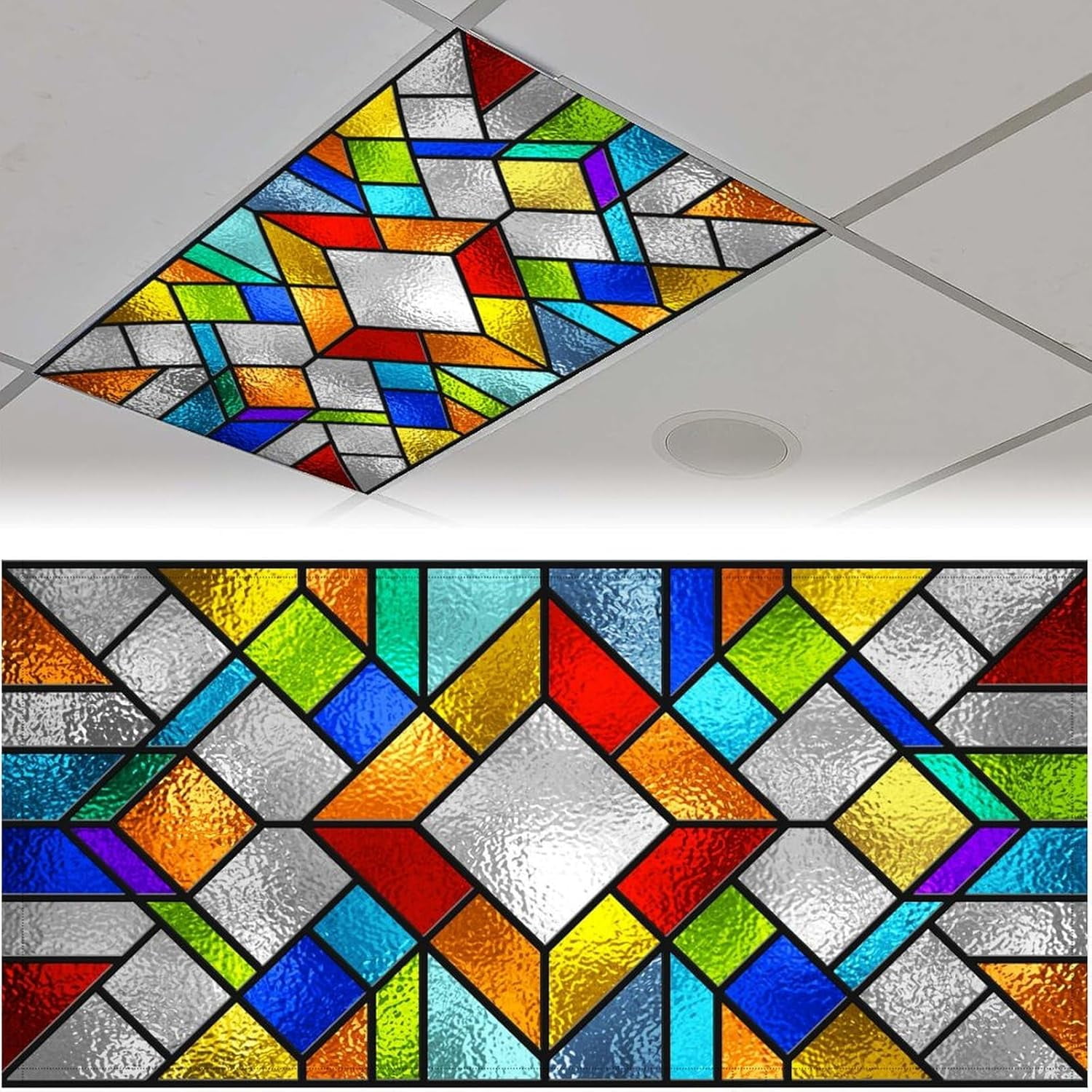 UITTG-2 Pack Stained Glass Fluorescent Light Cover for Ceiling Light ...