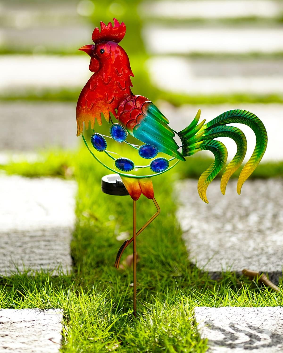 UITTG-20" Chicken Decor - Outdoor Rooster Decor Solar Lights -Metal ...