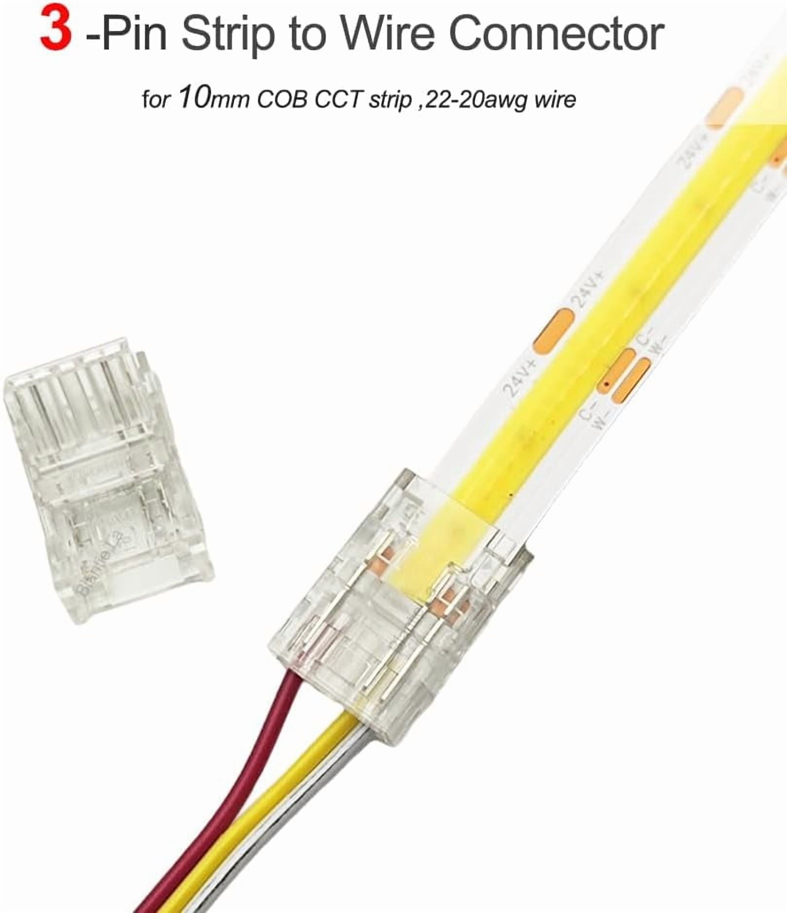 UITTG-3-Pin LED Strip Connector 10mm, Solderless Clip for COB CCT LED ...