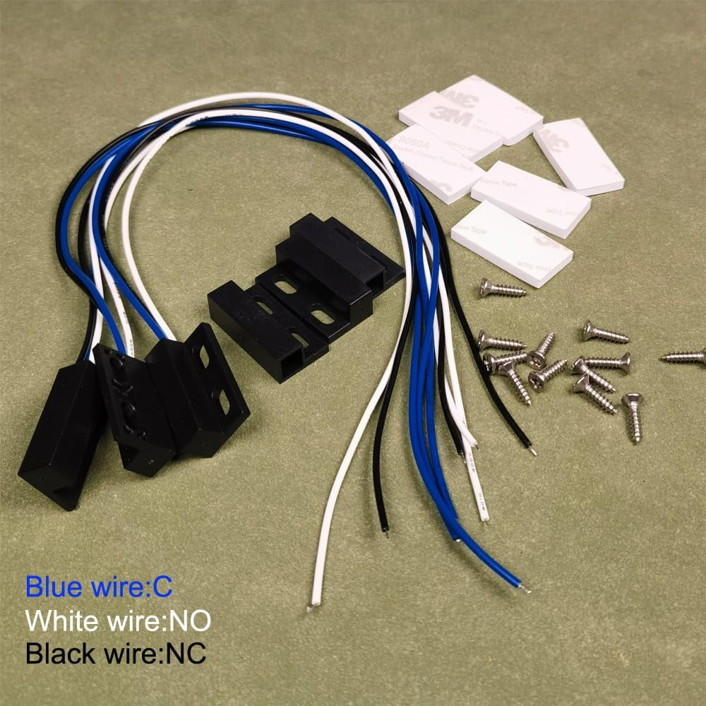 UITTG-3 Sets NO/NC Black Magnetic Switch Wiring Recessed Door Sensor ...
