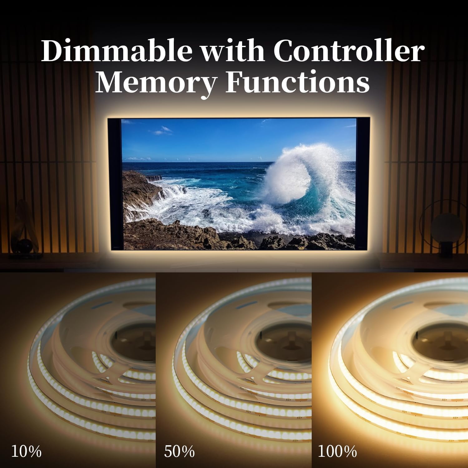 UITTG-5V USB COB LED Strip Light Warm White 3000K, 6.6ft/2M 640LEDs LED ...