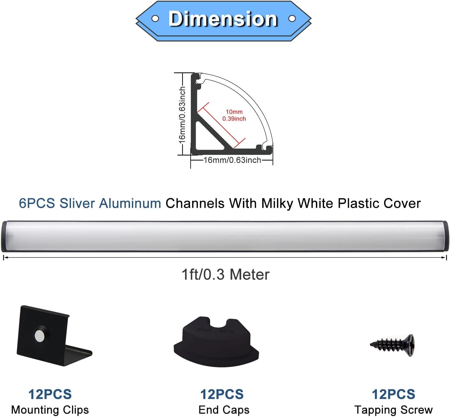 UITTG-6Pack 1ft LED Channel, V Shape Led Diffuser Channel, LED Aluminum ...