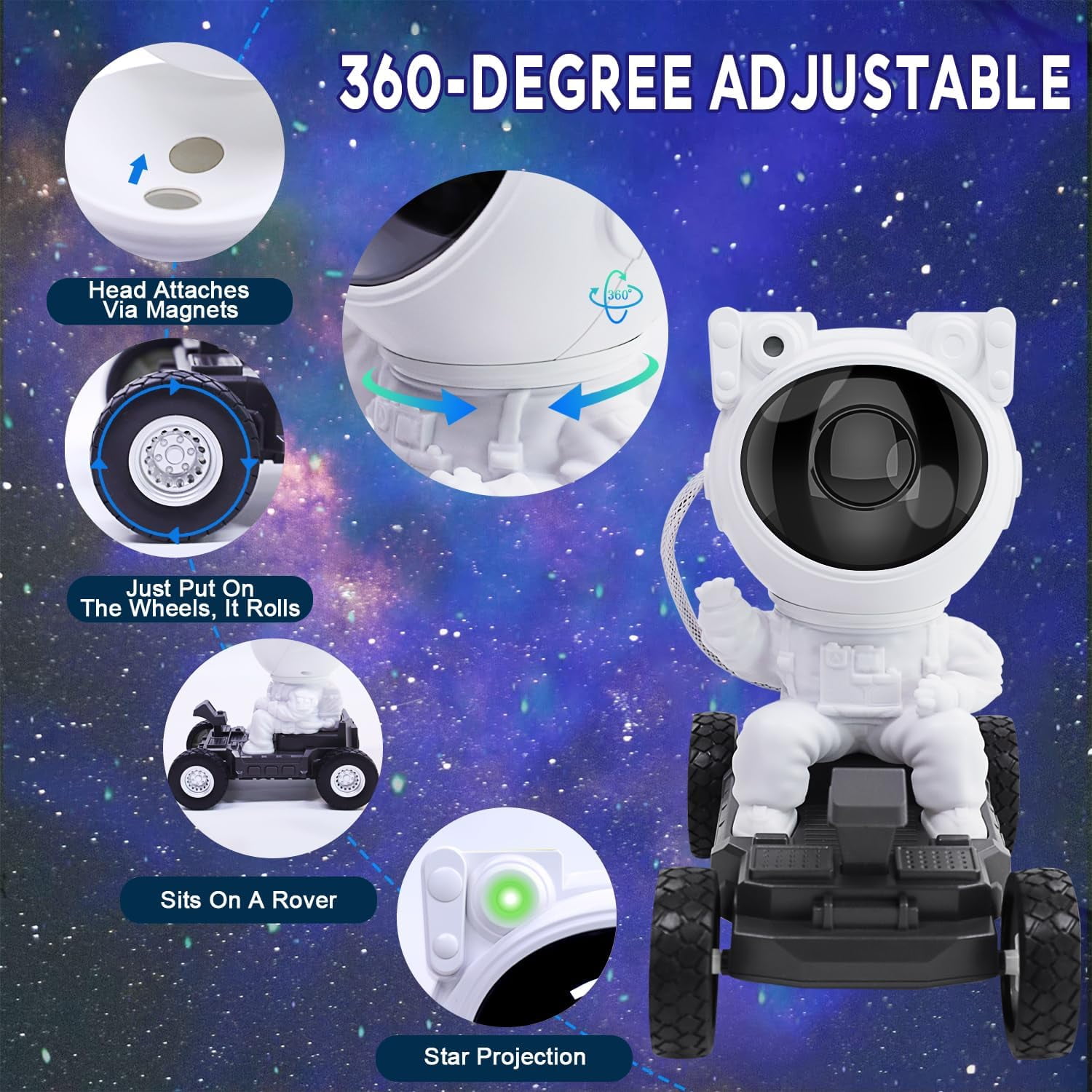 UITTG-Astronaut Space Buddy 360 Star Projector - Galaxy Nebula LED ...