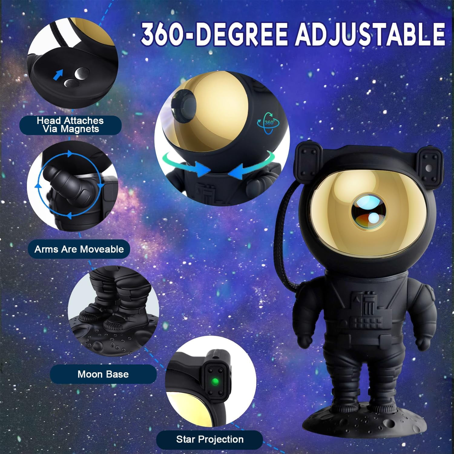 UITTG-Astronaut Star Projector Galaxy Light, 360° Space Buddy Projector ...