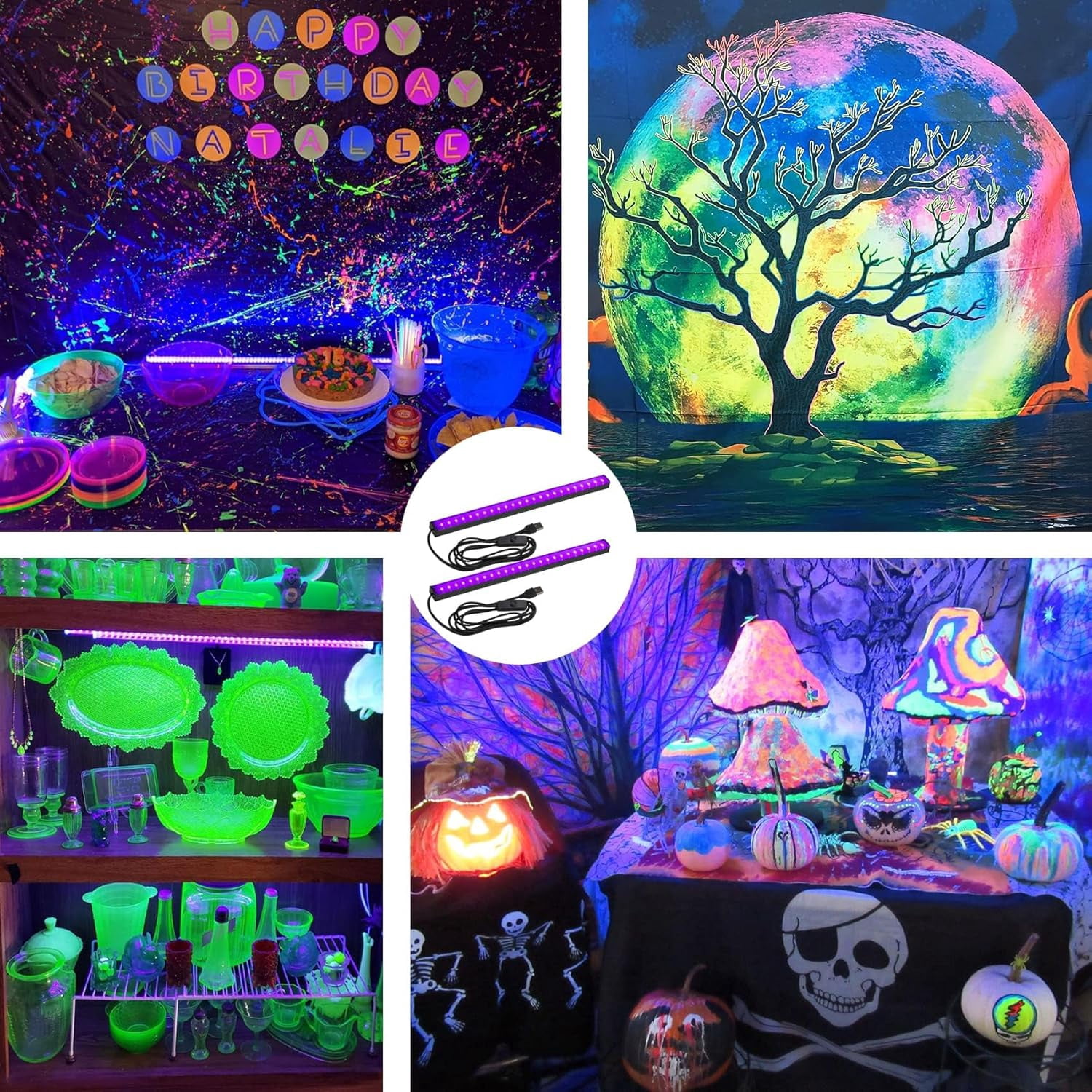 UITTG-Black Light Bar 10W 1ft LED Blacklight for Fluorescent Tapestry Poster Body Paint Glow ...