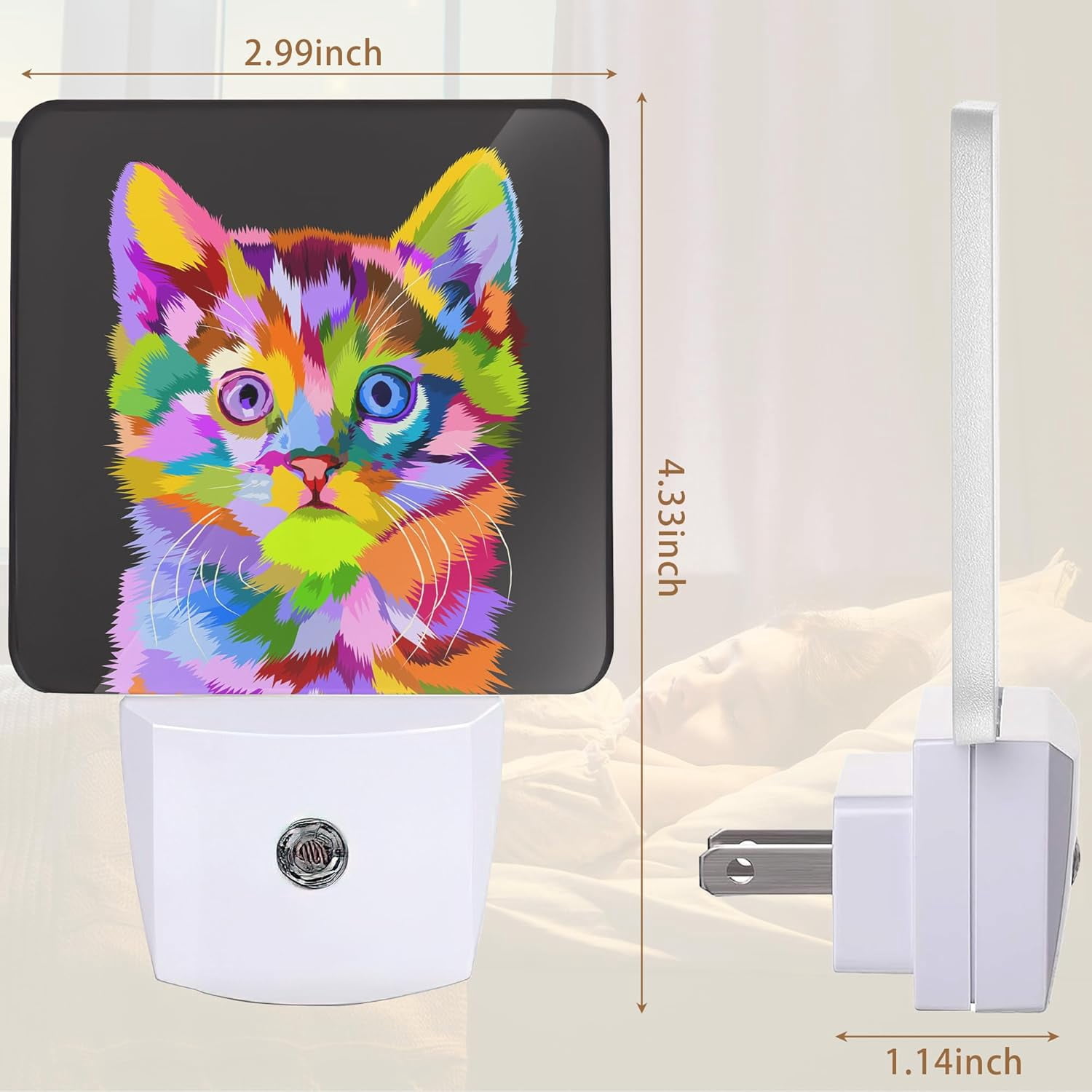 UITTG-Cat Night Light,Colorful Cute Cat Night Lights Plug into Wall LED ...