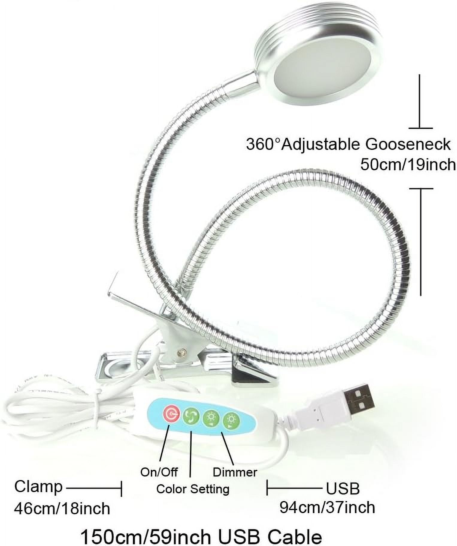 UITTG-Dimmable Clip on Clamp LED Gooseneck Desk Light Lamp, Clip-on 3 ...