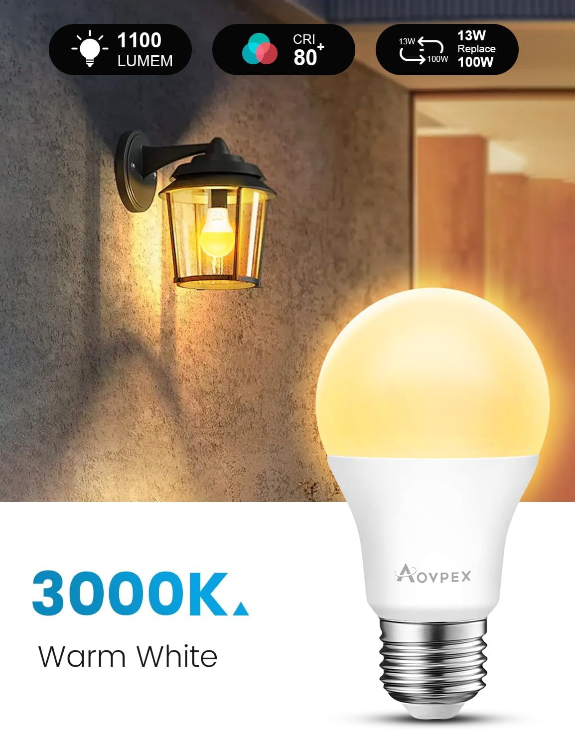 UITTG-Dusk to Dawn LED Outdoor Light Bulbs, 13W 1100LM(100W Equivalent ...