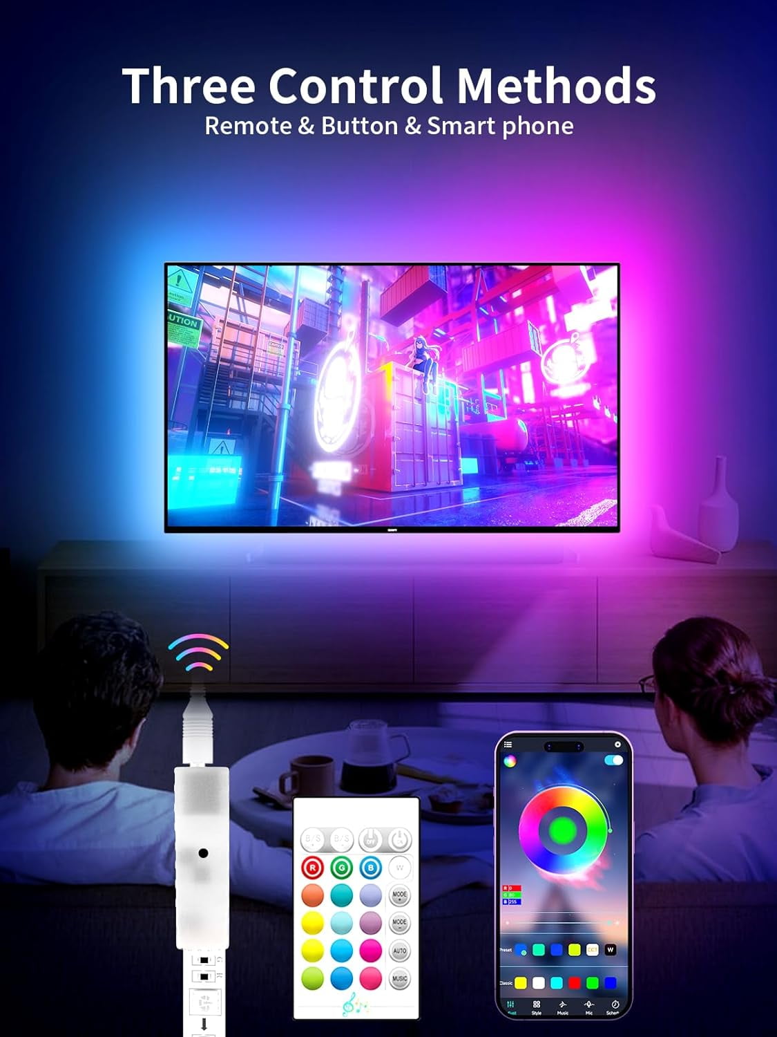 UITTG-LED Lights for TV, 19.68ft LED Backlights for 65-80in TV, RGB TV ...