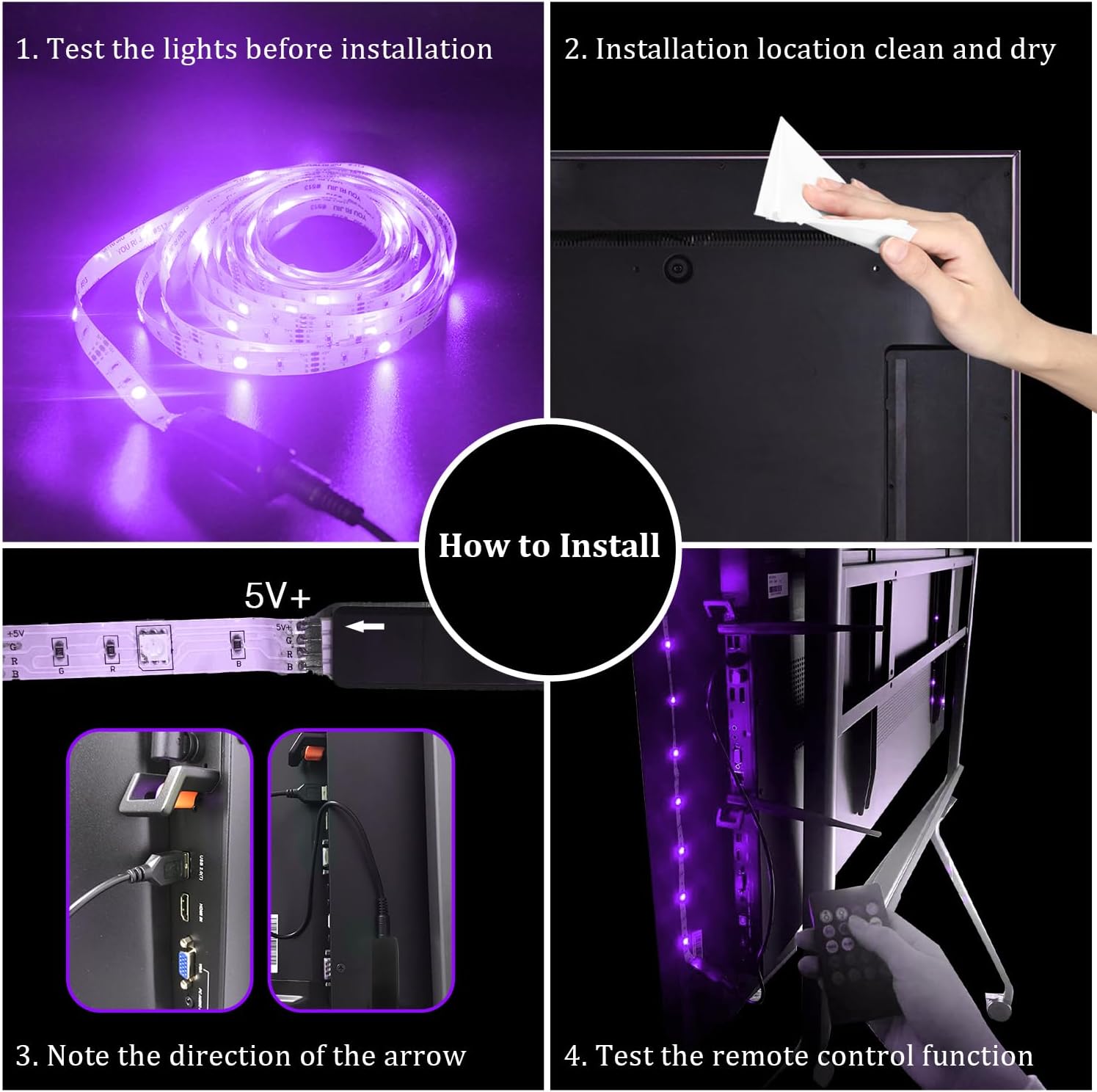 UITTG-LED Lights for TV, TV LED Backlight, 20FT for 85-100 Inch TV, USB ...