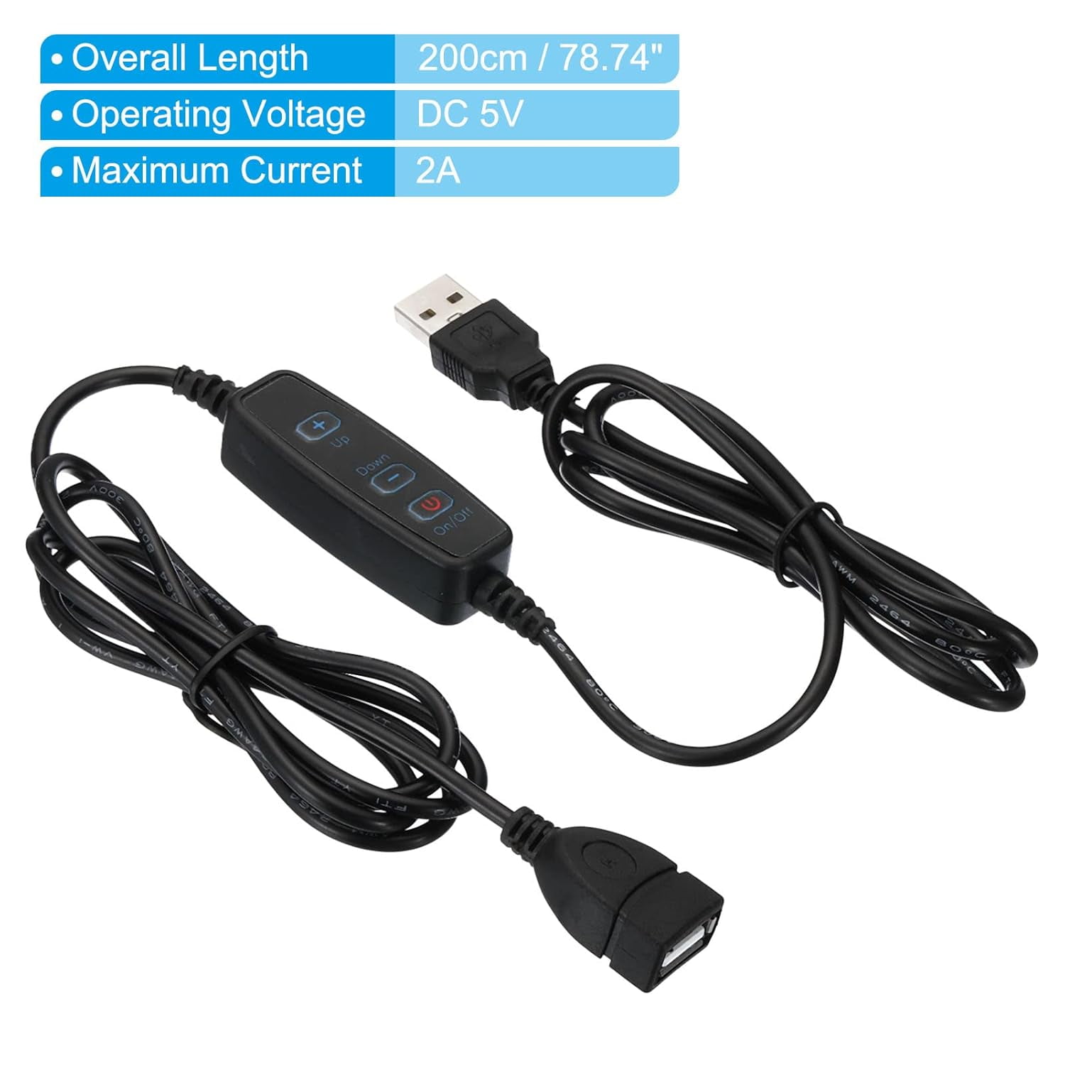 UITTG-LED Strip Dimmer Switch, 2 Pack DC5V USB Female to Male Extension ...