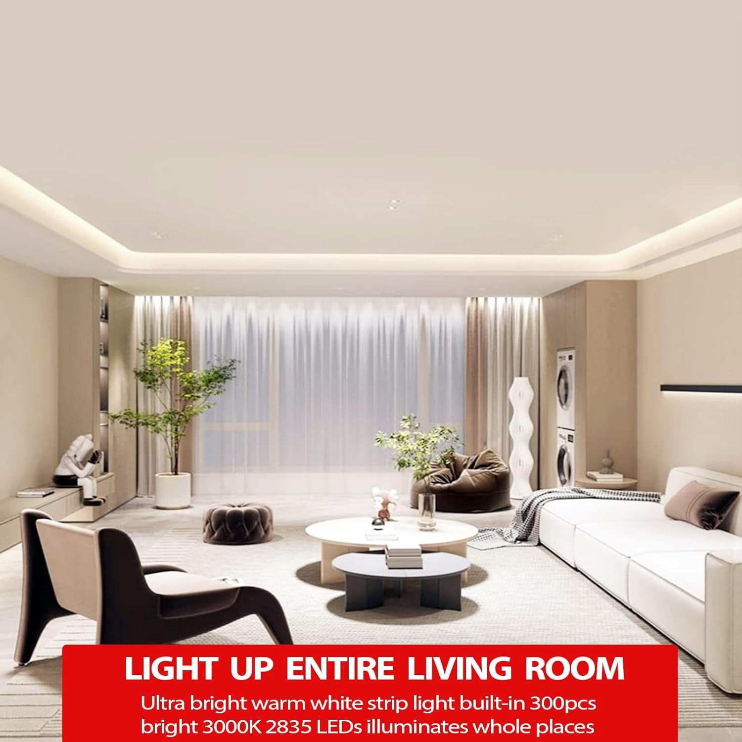 UITTG-LED Strip Lights Warm White, 16.4ft Dimmable LED Light Strip,12v ...