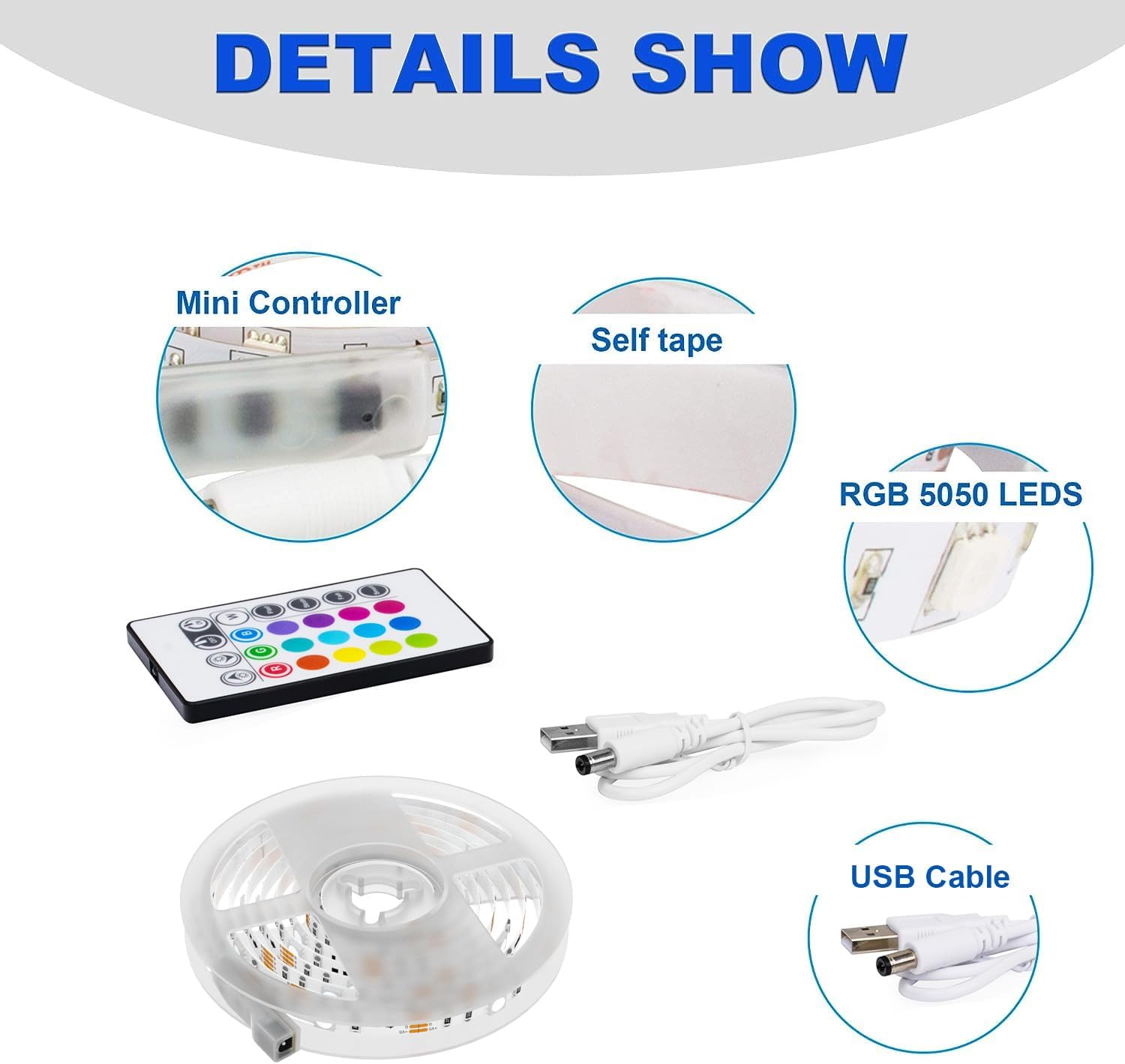 UITTG-Led Strip Lights 8.2ft for 40-60in TV, USB LED TV Backlight Kit ...