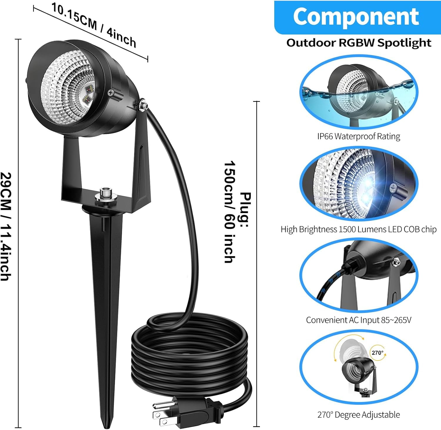 UITTG-RGBW Color Changing Landscape Lights,15W Outdoor Waterproof LED ...