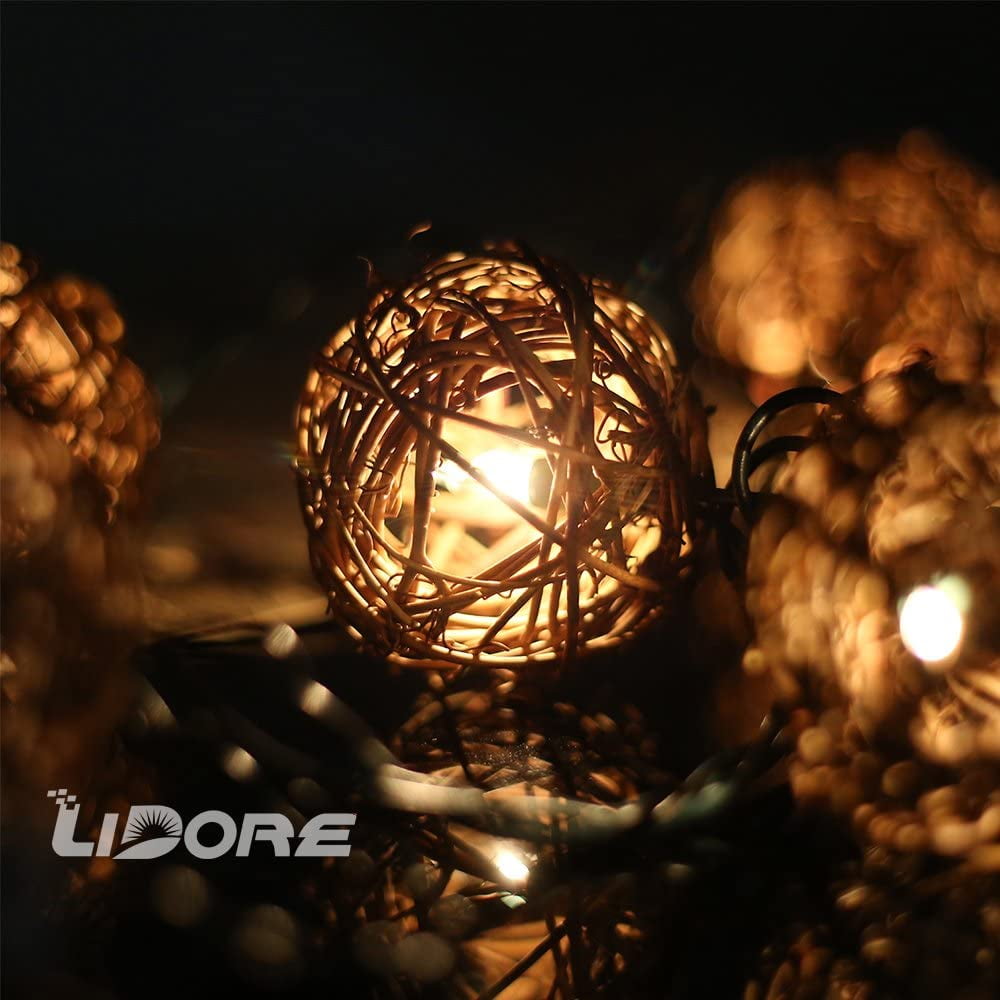 UITTG-Rattan Christmas String Lights, 10 Counts Mini Natural Globe ...