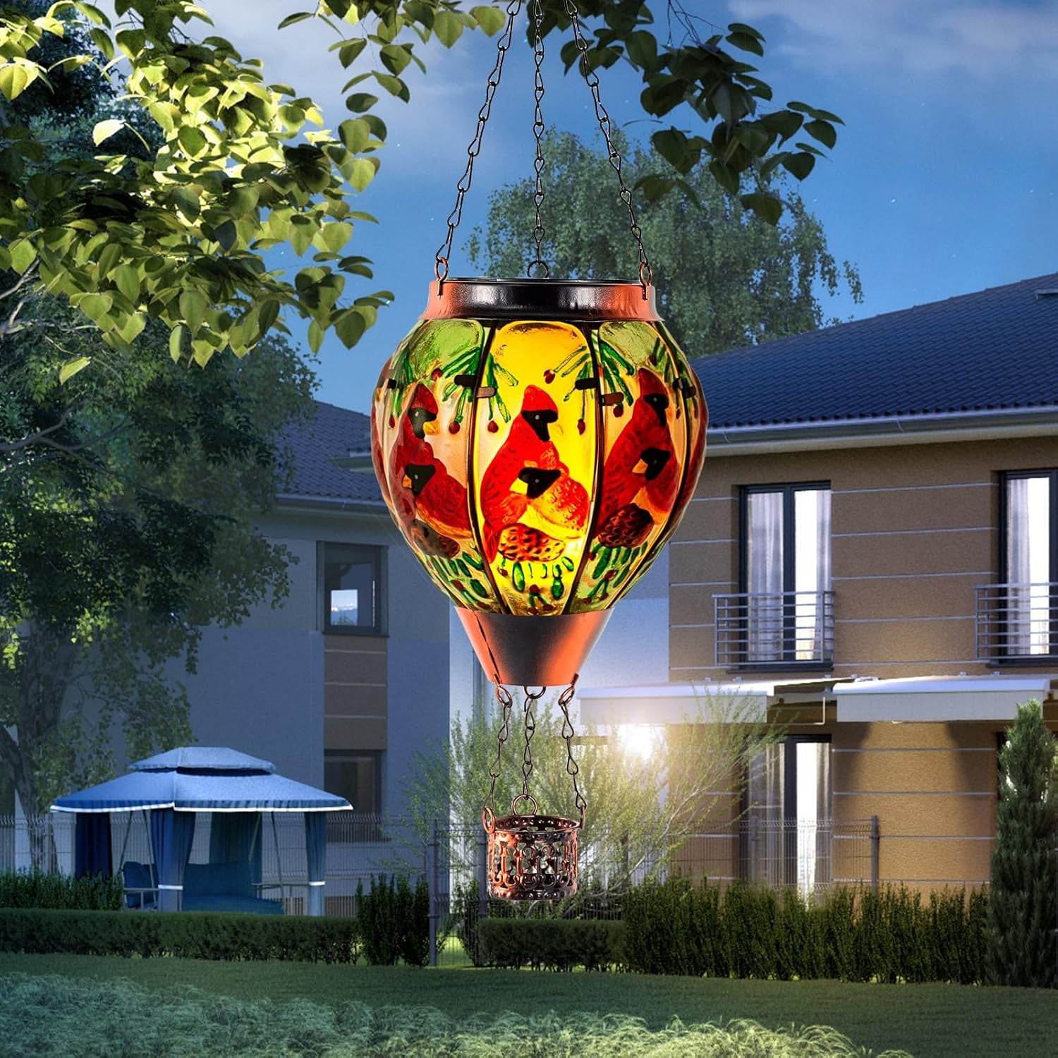 UITTG-Red Cardinal Hot Air Balloon Solar Flickering Flame,Solar Hot Air ...