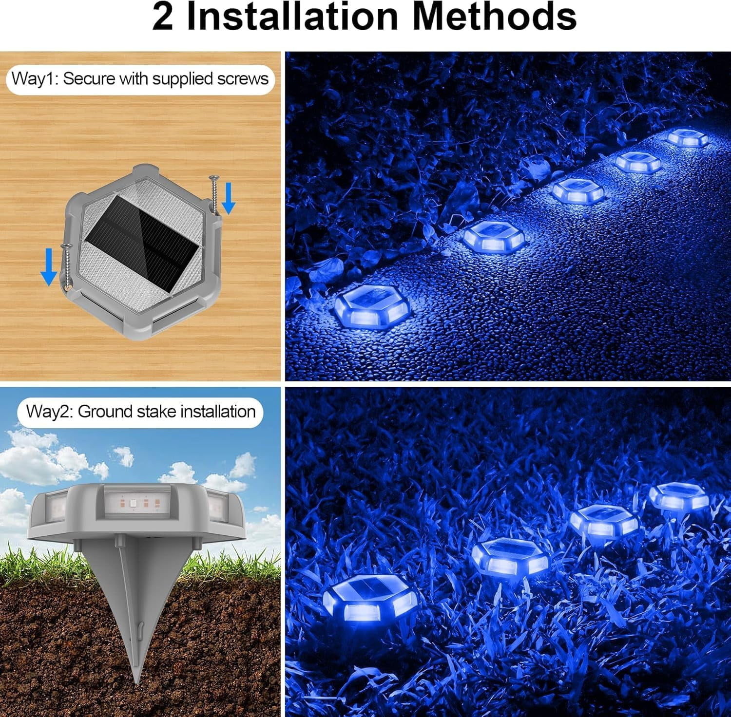 UITTG-Solar Deck Lights Driveway Dock Lights 4 Pack, Waterproof Outdoor ...