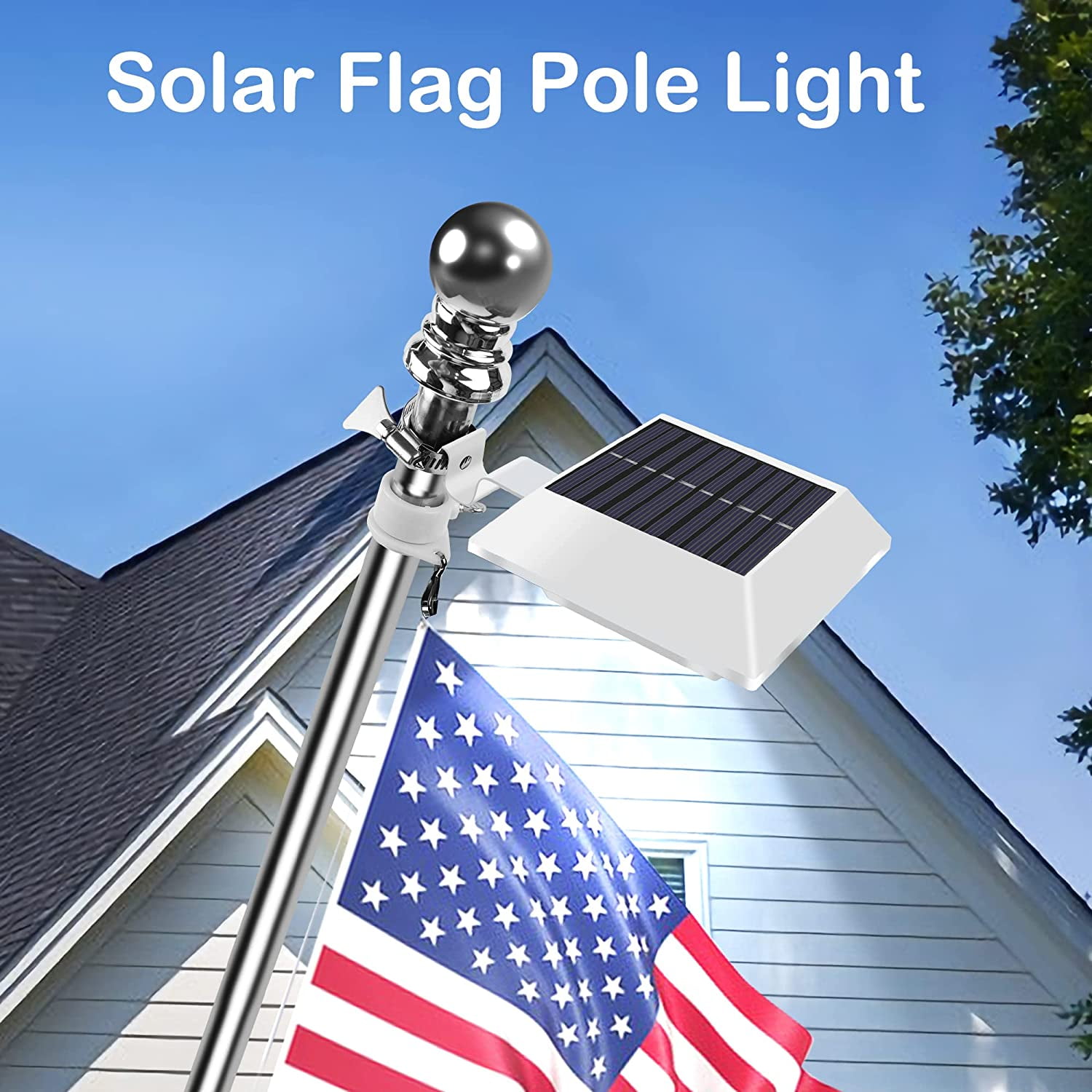 UITTG-Solar Flag Pole Light, Bright White 6000k Flagpole Light Upgrade ...