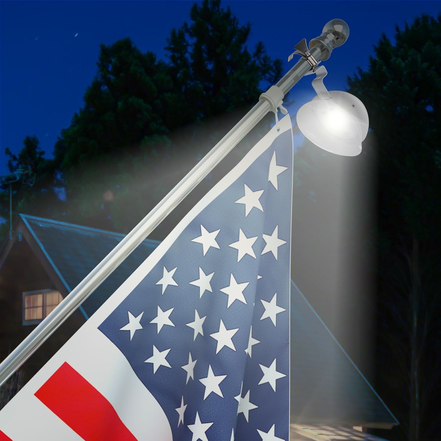 UITTG-Solar Flag Pole Light - White 6000K, Solar Powered Outdoor ...