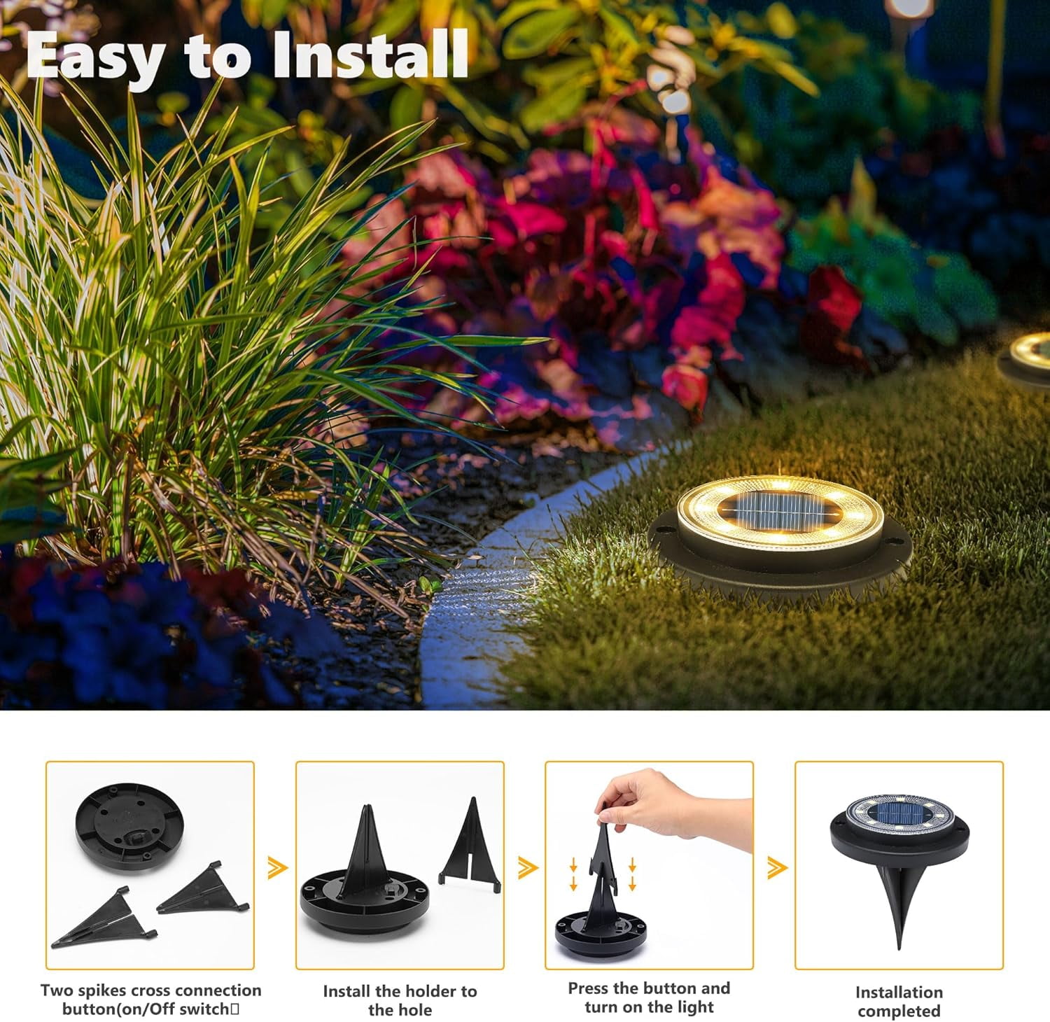 UITTG-Solar Ground Lights - Solar Powered Lights Outdoor Solar Disk ...