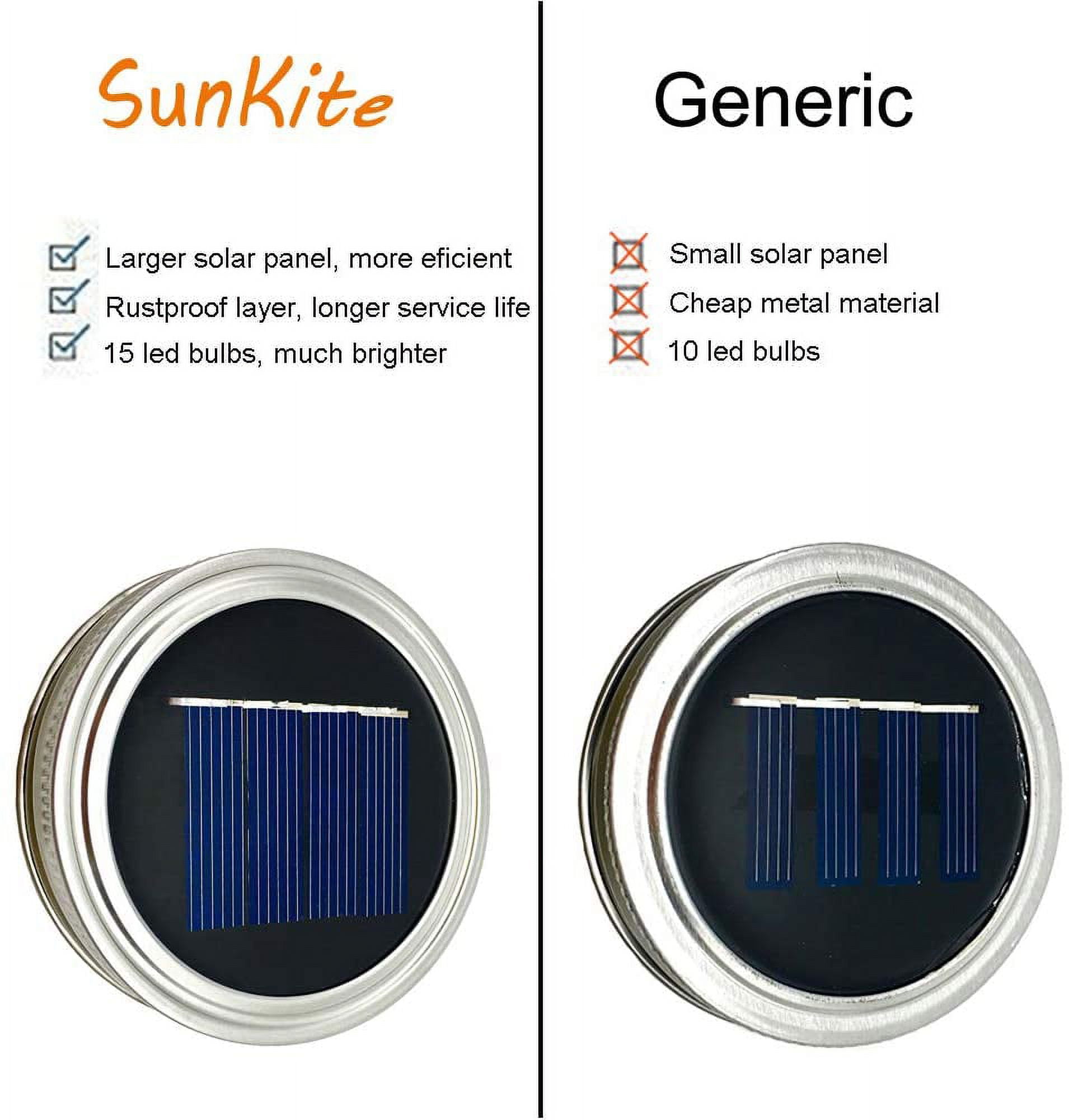 UITTG-Solar Mason Jar Lid String Lights, 6 Pack 15 Led String Fairy ...