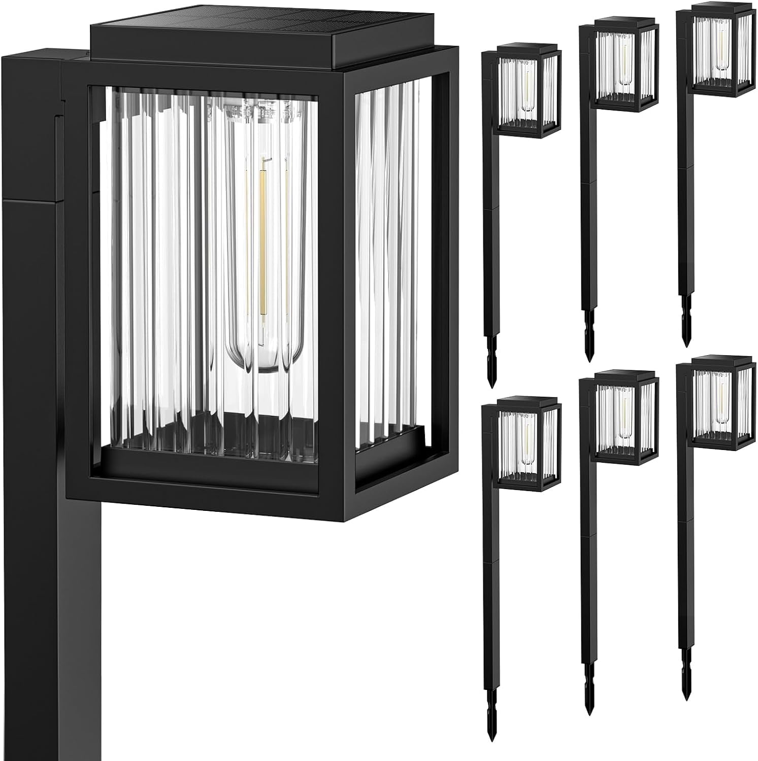 UITTG-Solar Pathway Lights Outdoor, 6 Pack 24" Large Solar Lights for ...